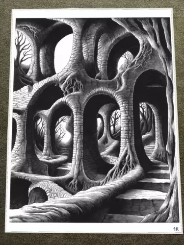 POSTER Surreal Forest of Arched Tree Structures Poster UNFRAMED, 24x36 ...