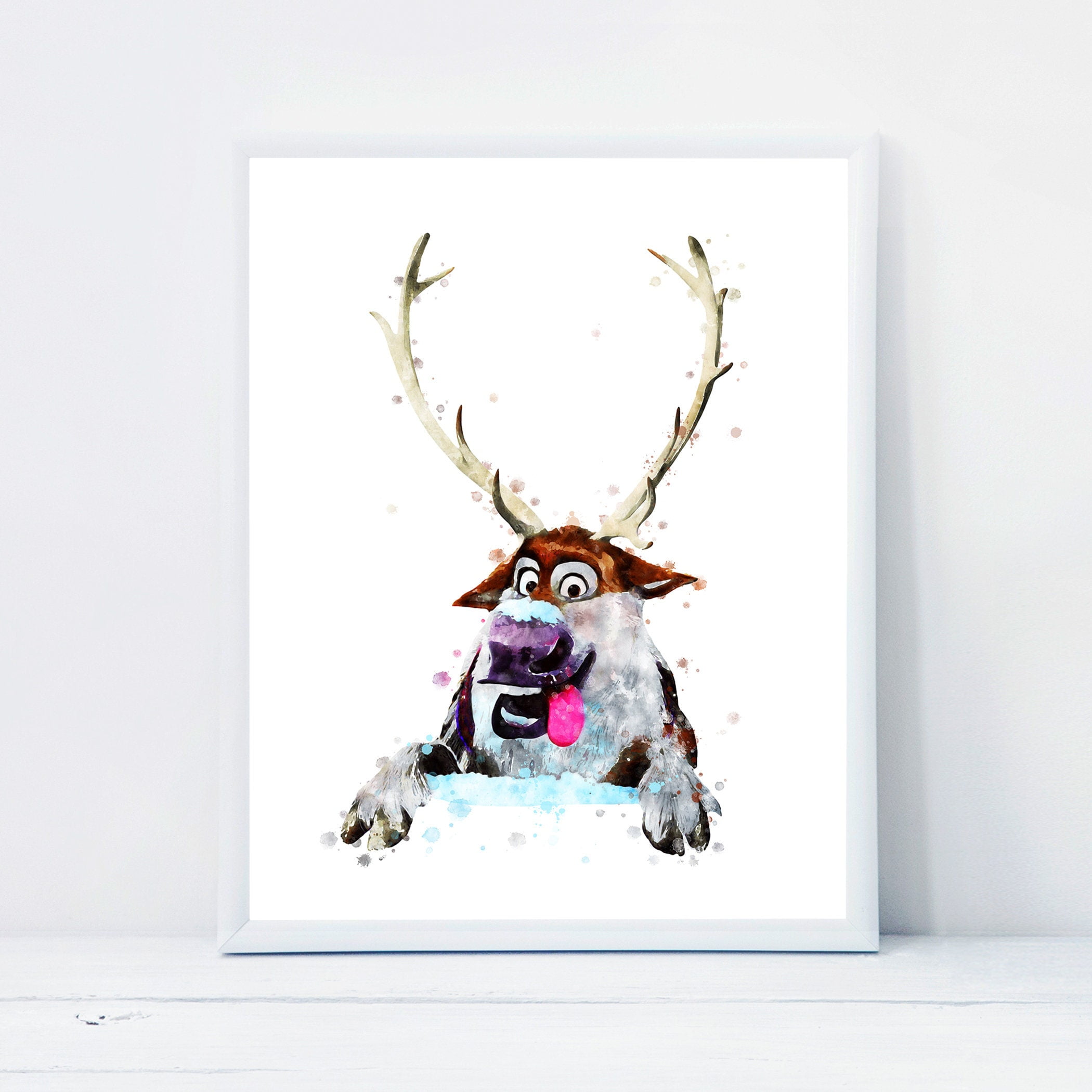 POSTER Sven Watercolor Painting Frozen Poster Baby Shower Frozen Sven ...