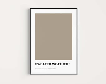 POSTER Sweater Weather Pantone, Taupe Pantone Print Poster, Beige ...