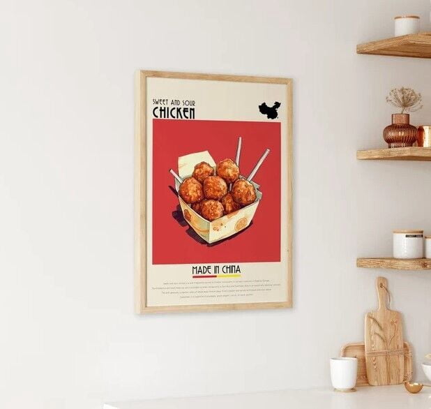 POSTER Sweet and Sour Chicken Poster, China Food Print, Chinese ...