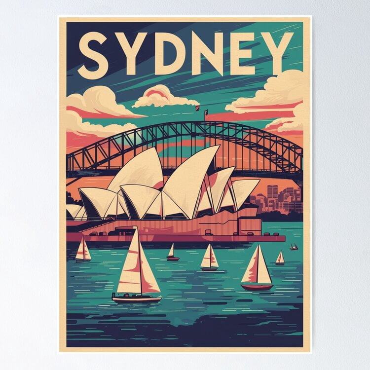 POSTER Sydney Vintage Travel Poster Poster UNFRAMED, 12x18 - Walmart.com