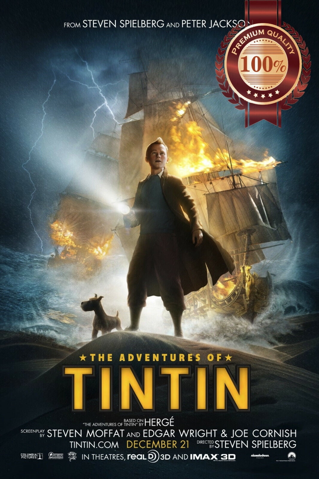 POSTER THE ADVENTURES OF TINTIN OFFICIAL ORIGINAL CINEMA MOVIE PRINT ...