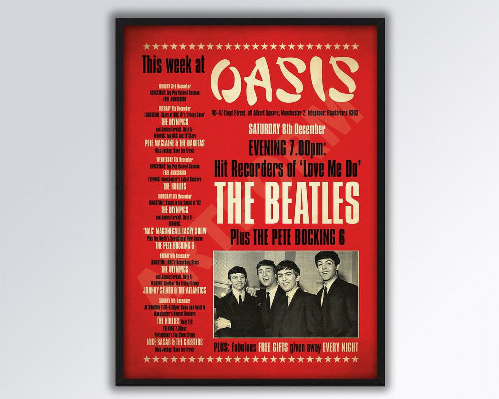 POSTER THE BEATLES, Oasis Club 1962 REIMAGINED Poster .-UNFRAMED ...