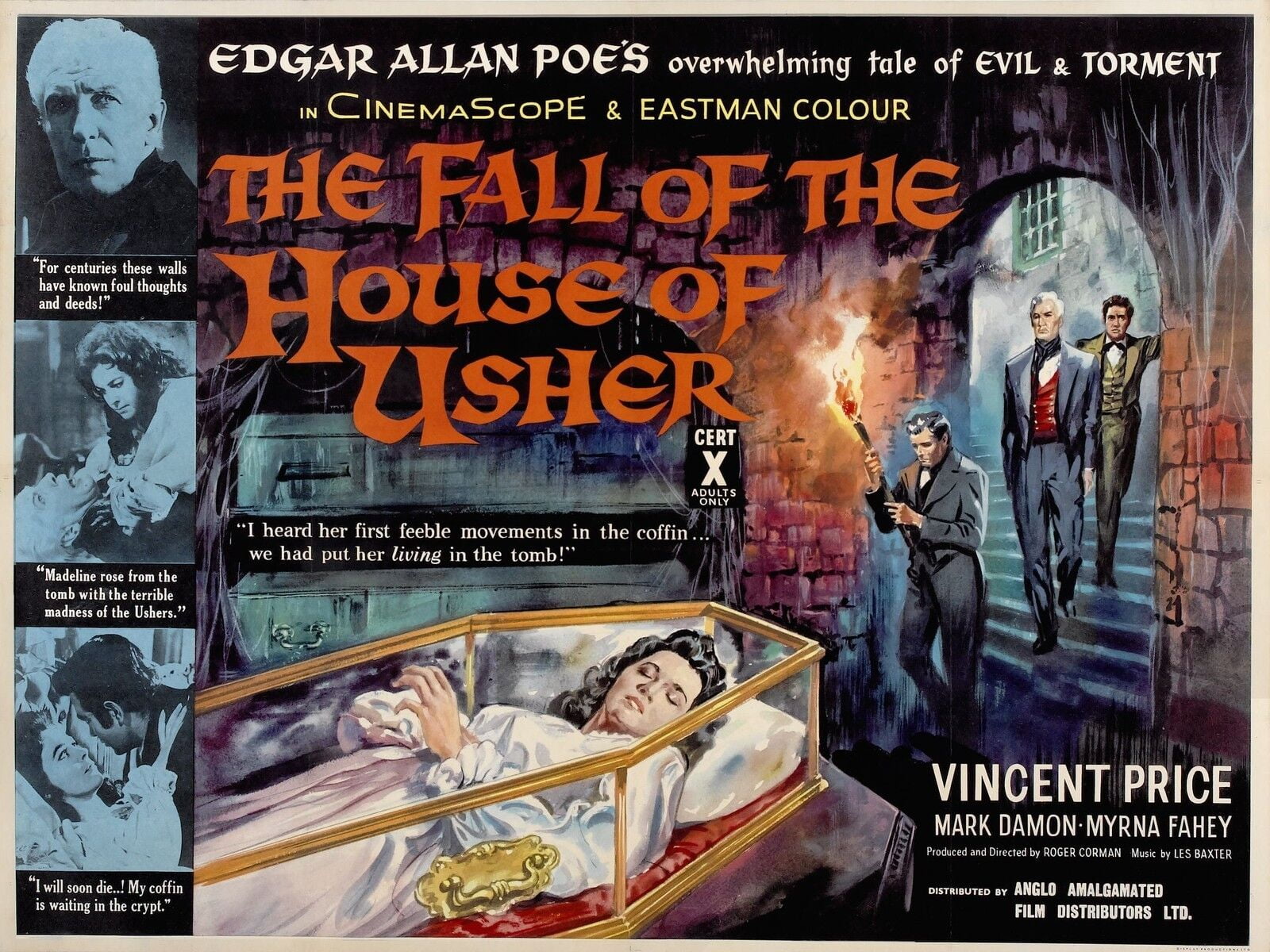 POSTER THE FALL OF THE HOUSE OF USHER Movie Poster 1960-16x24-UNFRAMED ...