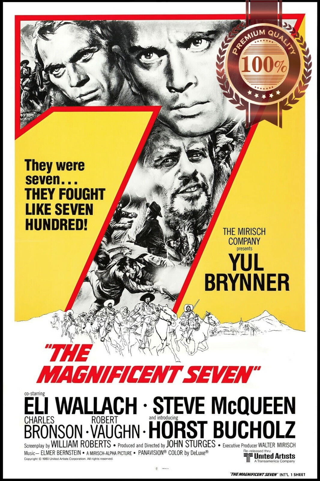 POSTER THE MAGNIFICENT SEVEN 7 60s OFFICIAL ORIGINAL CINEMA MOVIE PRINT ...