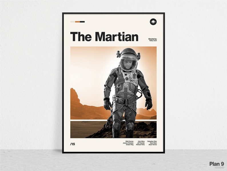 POSTER THE MARTIAN - Retro Movie Print | Modern Vintage | Mid Century ...