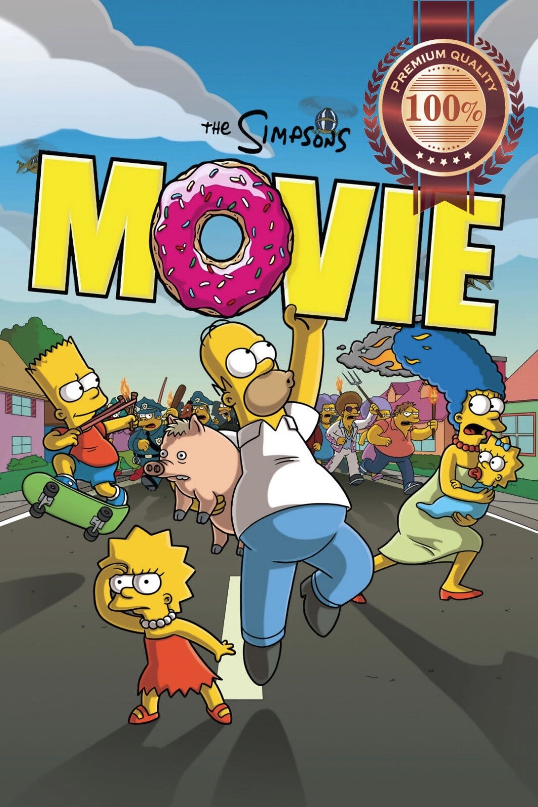 POSTER THE SIMPSONS MOVIE CHASED MOB ORIGINAL CINEMA FILM ART PRINT ...