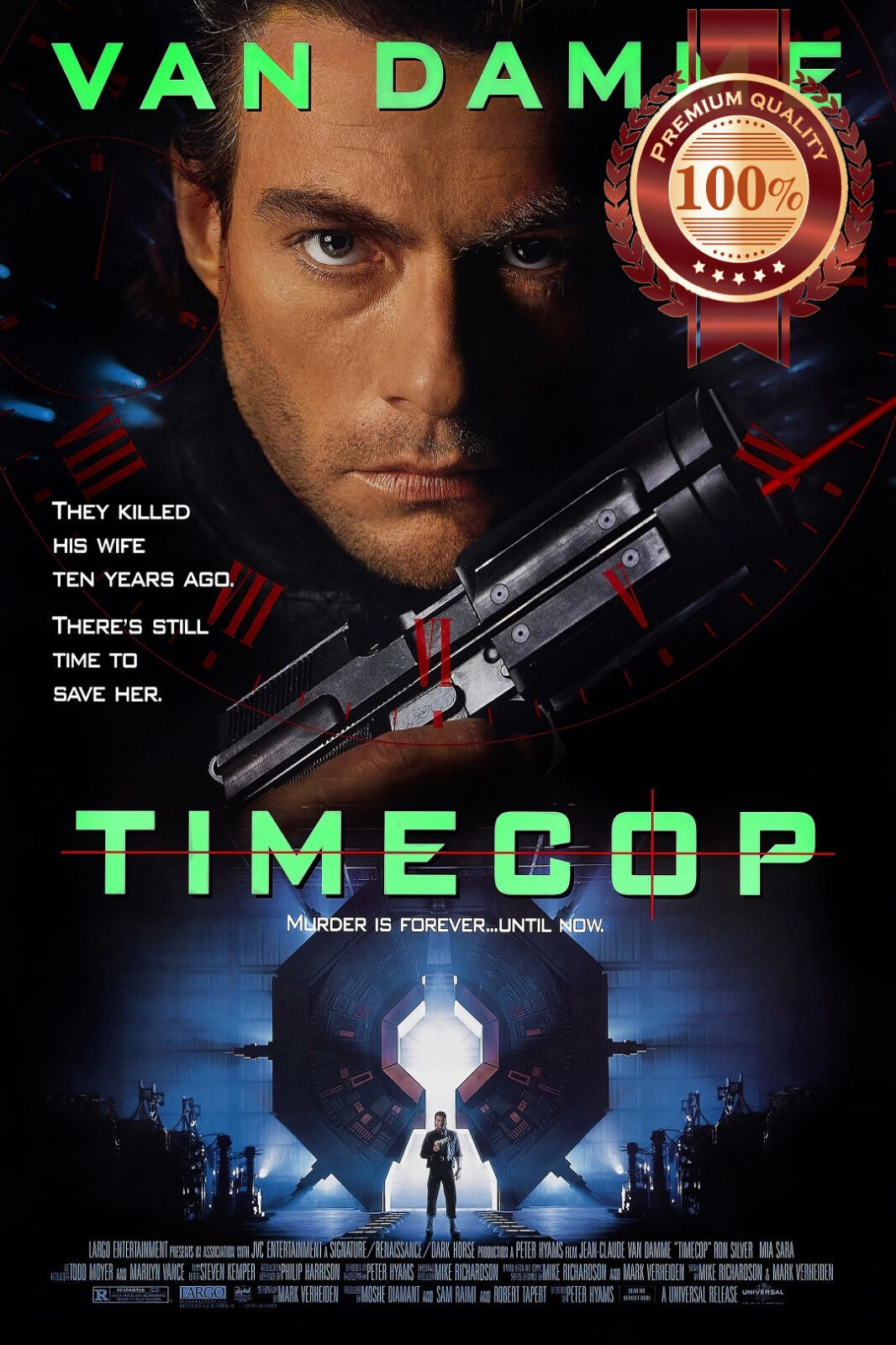 POSTER TIMECOP TIME COP VAN DAMME 1994 90s FILM MOVIE ORIGINAL PRINT ...