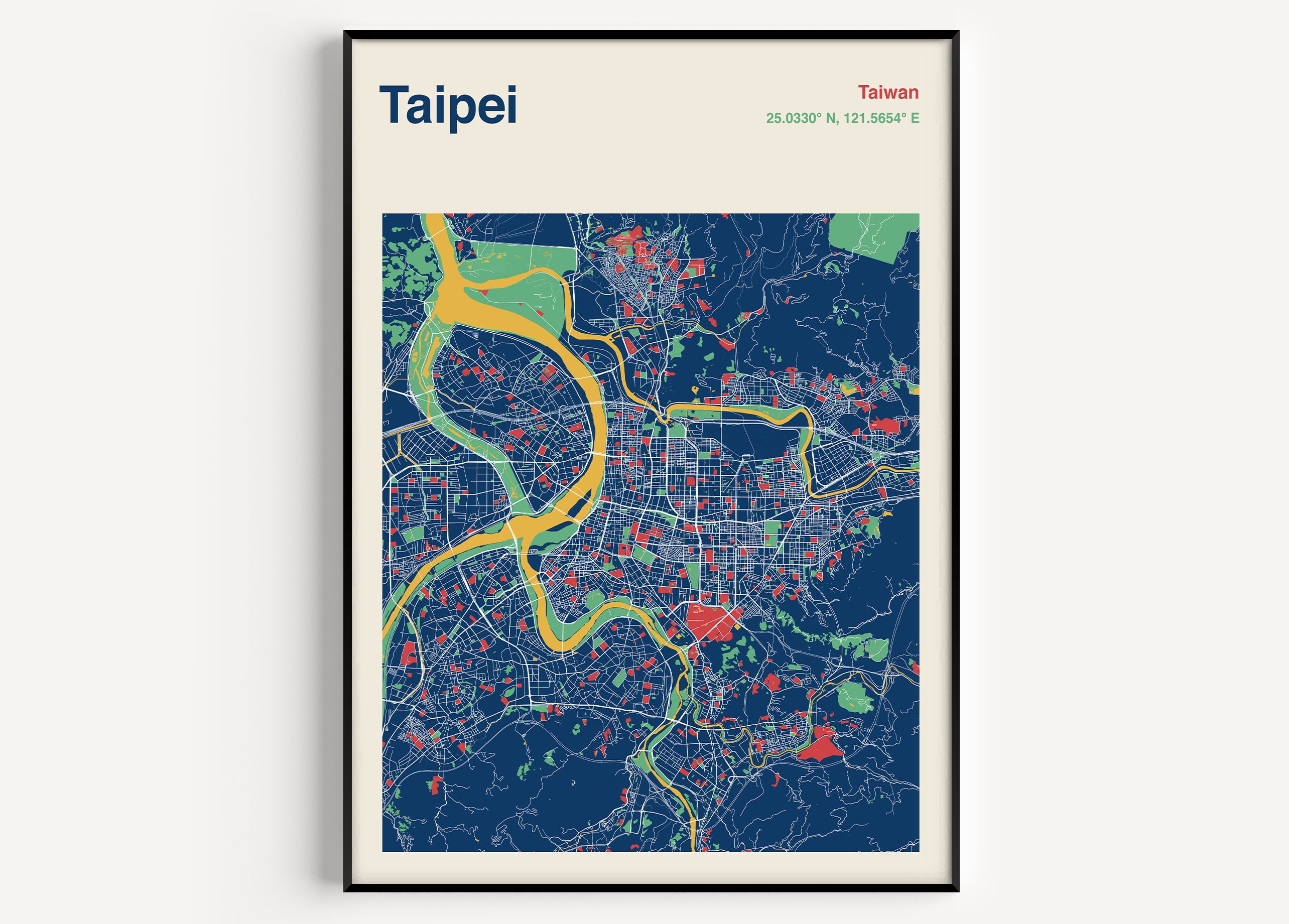 POSTER Taipei Taiwan Map Print, Taipei Map Poster, Taipei Map Wall Art ...