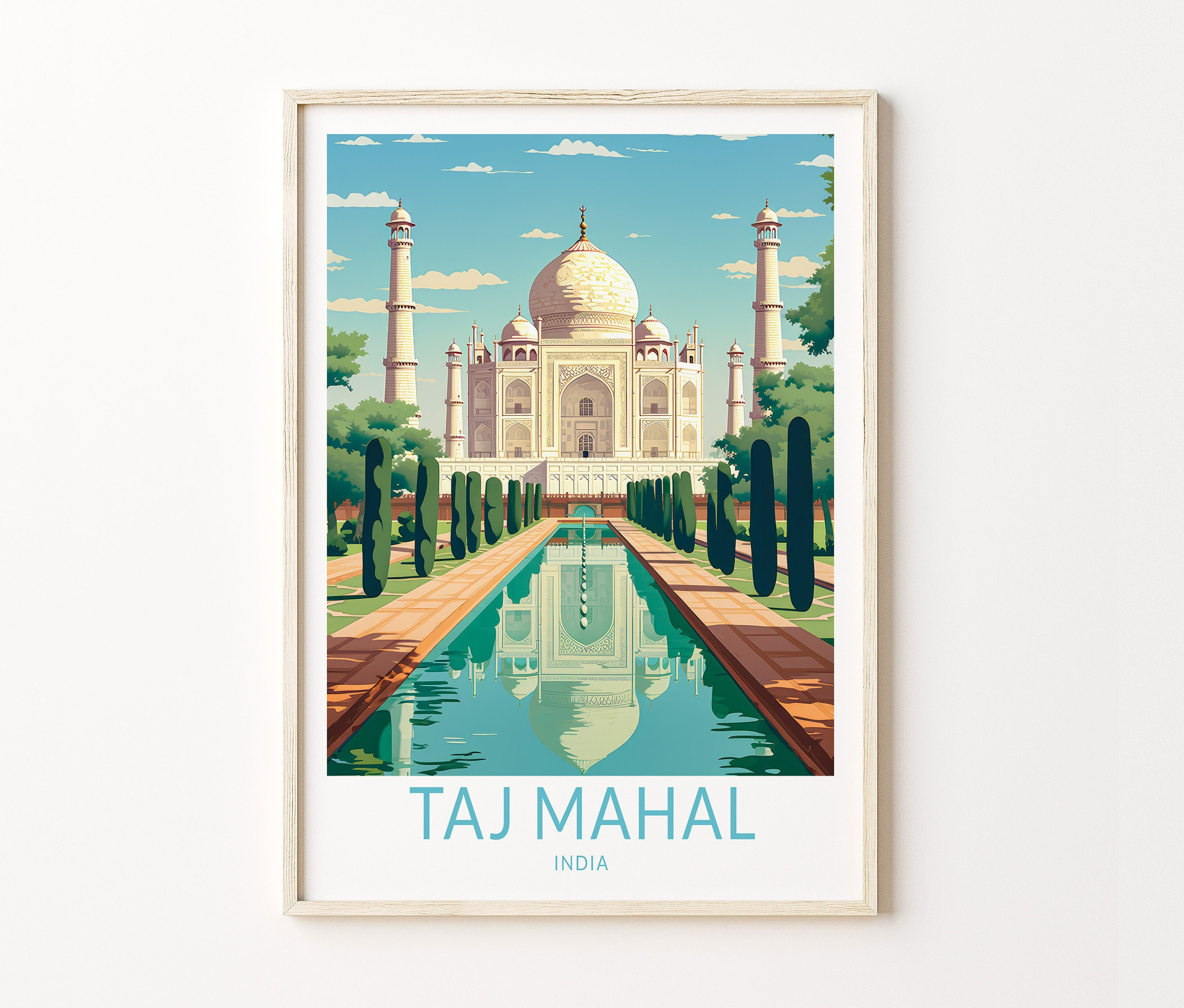 POSTER Taj Mahal India Travel Print, Taj Mahal Hawa Mahal Poster Print ...
