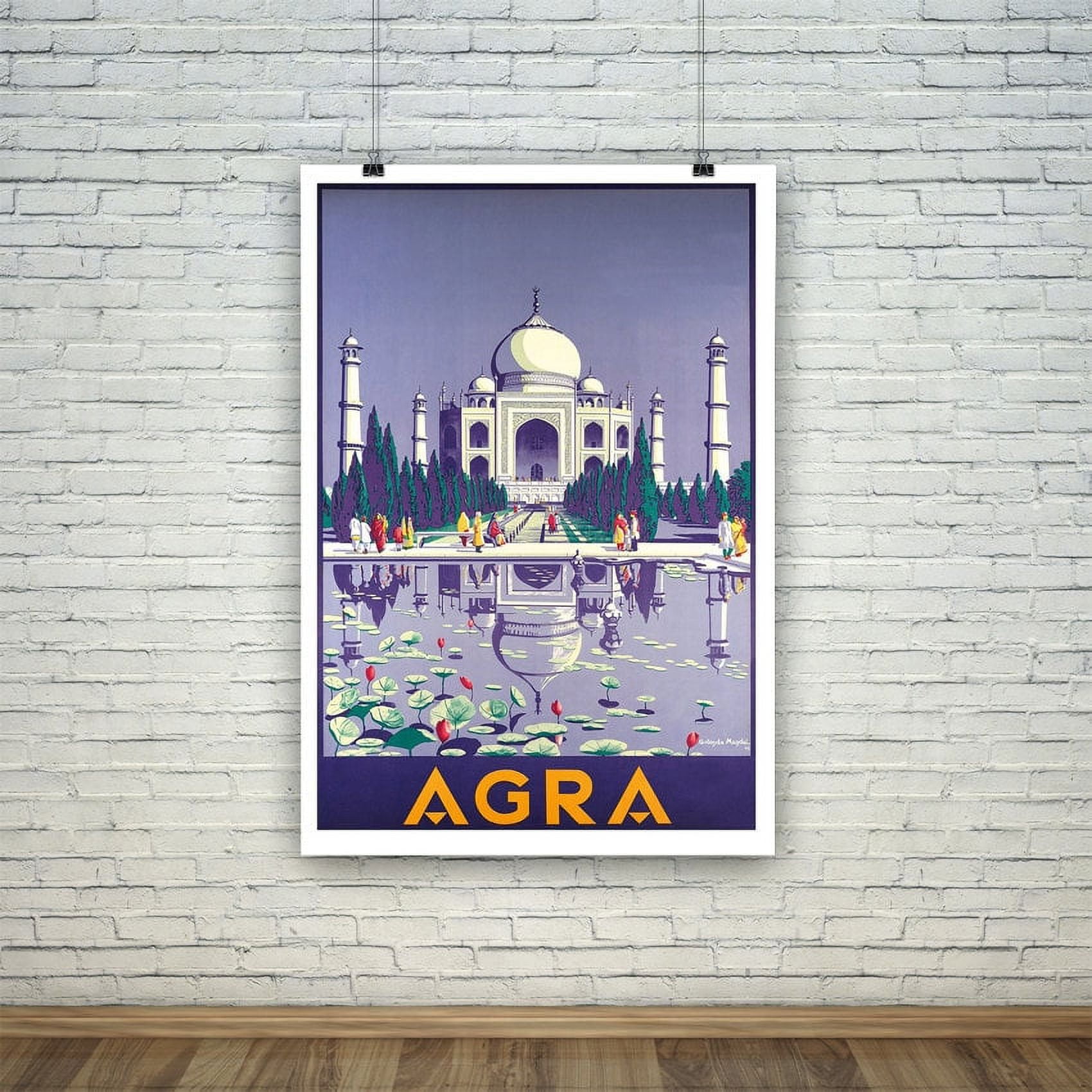 POSTER Taj Mahal Print: Agra Vintage Travel Poster-UNFRAMED - Walmart.com