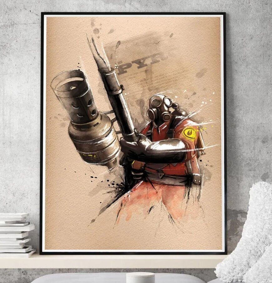 POSTER Team Fortress 2 Wall Art, Pyro Class, Minimalist Game Poster ...