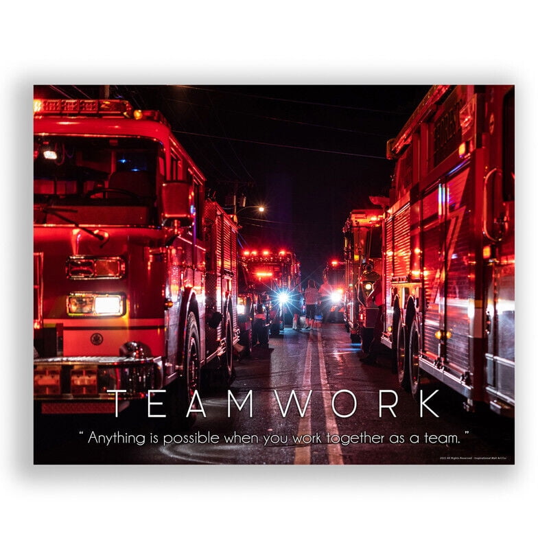 POSTER Teamwork Firefighter Firetruck Courage Motivational Quotes ...