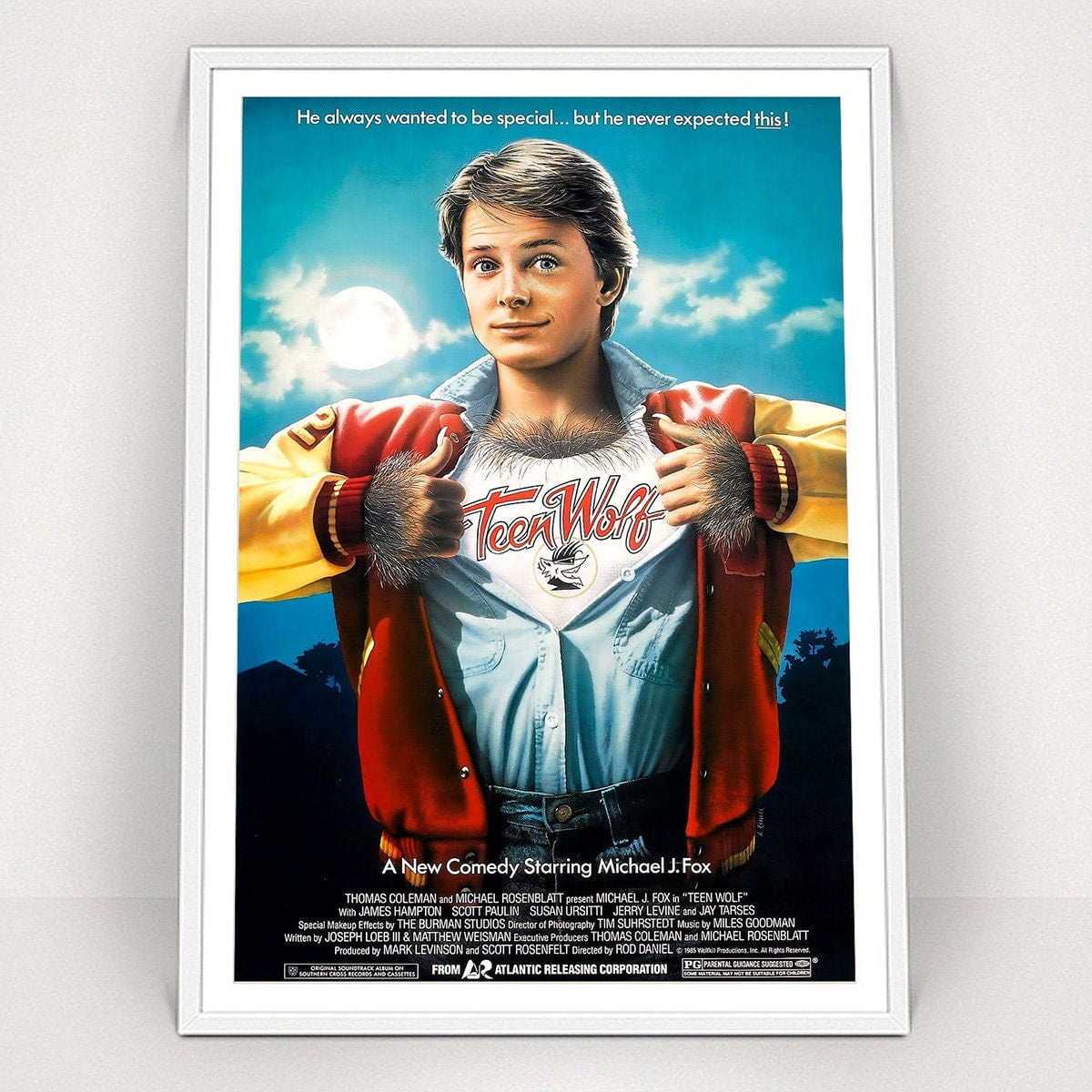 POSTER Teen Wolf Movie Poster - 1985 - Classic Vintage Print - Satin ...