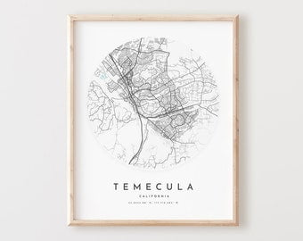 POSTER Temecula Map Print, Temecula Map Poster City Wall Art, Ca Road ...