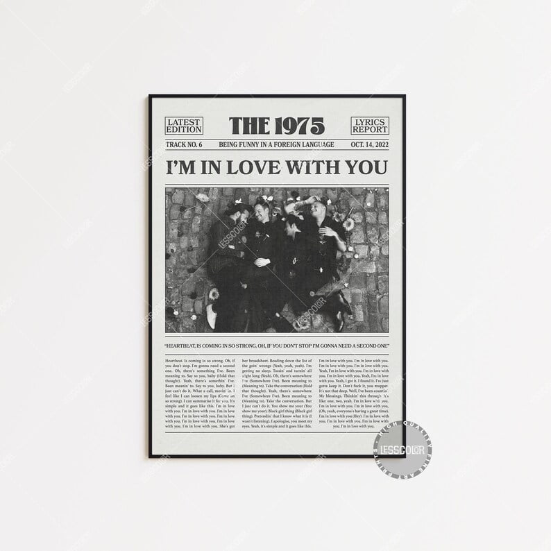 POSTER The 1975 Retro Newspaper Print, I'm in Love With You Poster ...