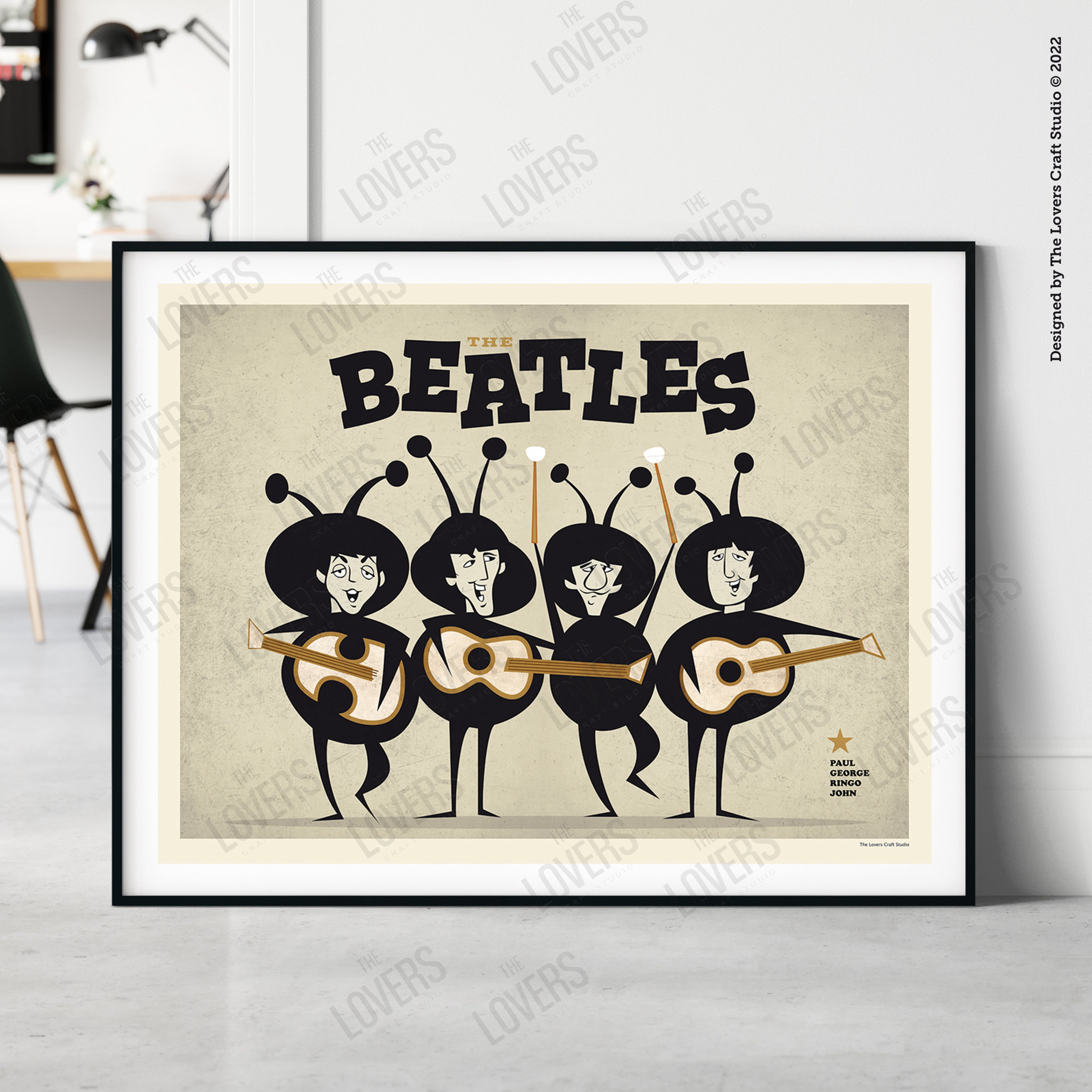 POSTER The Beatles Poster, Rock Music Vintage Look Cartoon Style Print ...