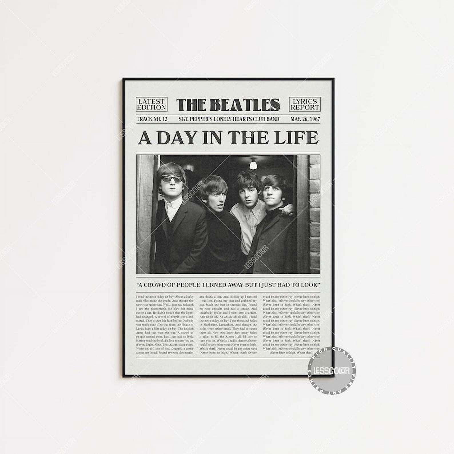 POSTER The Beatles Retro Newspaper Print, A Day In The Life Poster, A ...