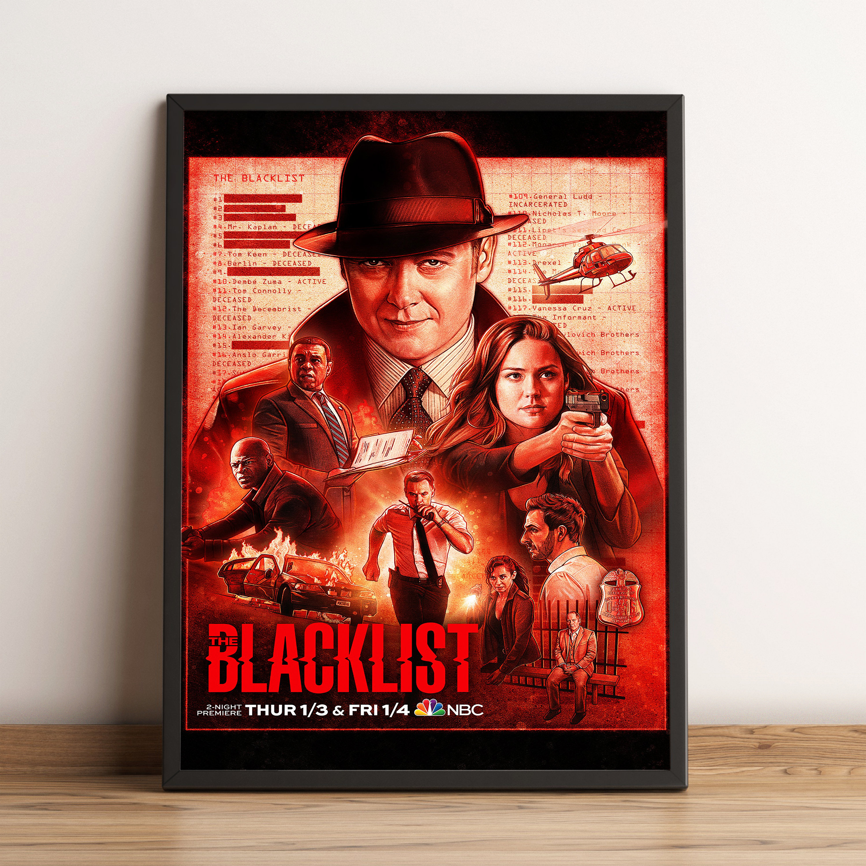 POSTER The Blacklist Poster, James Spader Wall Art, Megan Boone Tv Show ...