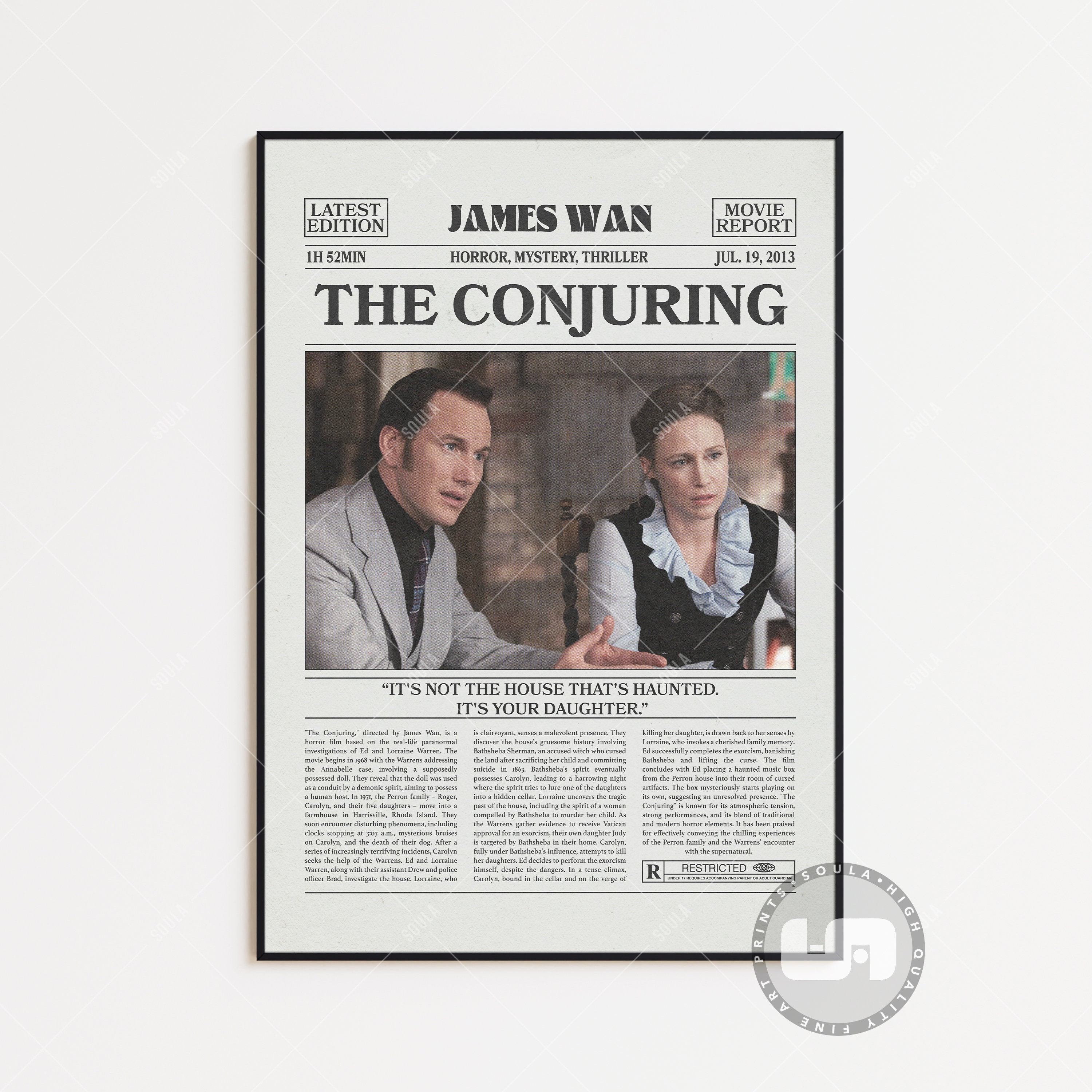 POSTER The Conjuring Poster, James Wan, Movie Poster, Retro Newspaper ...