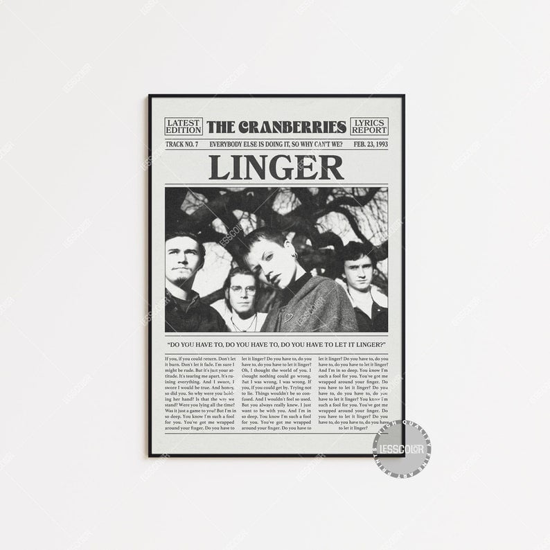 POSTER The Cranberries Retro Newspaper Print, Linger Poster, Linger ...