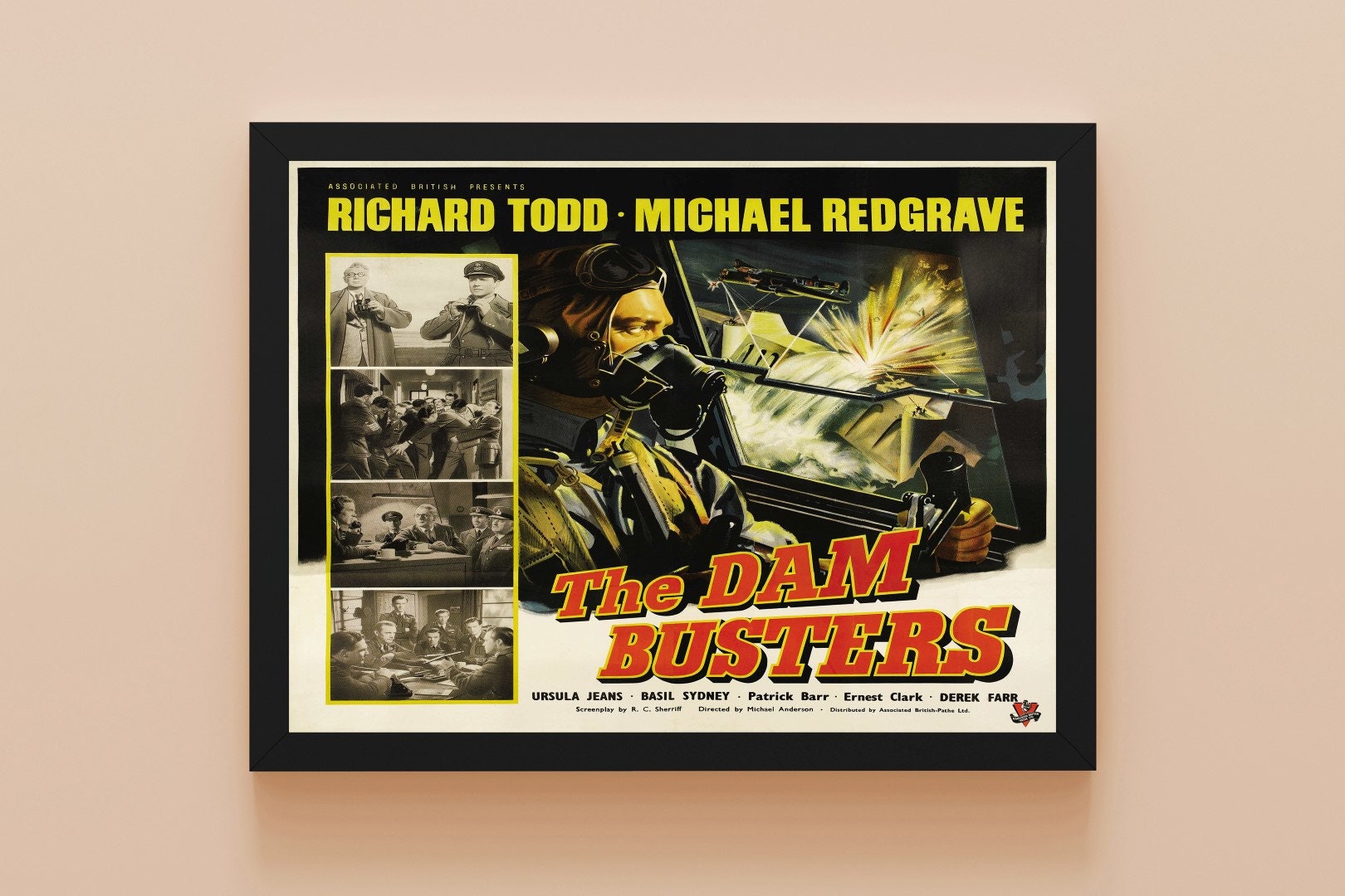 POSTER The Dam Busters War Film / Movie Advertising Poster In A Black ...