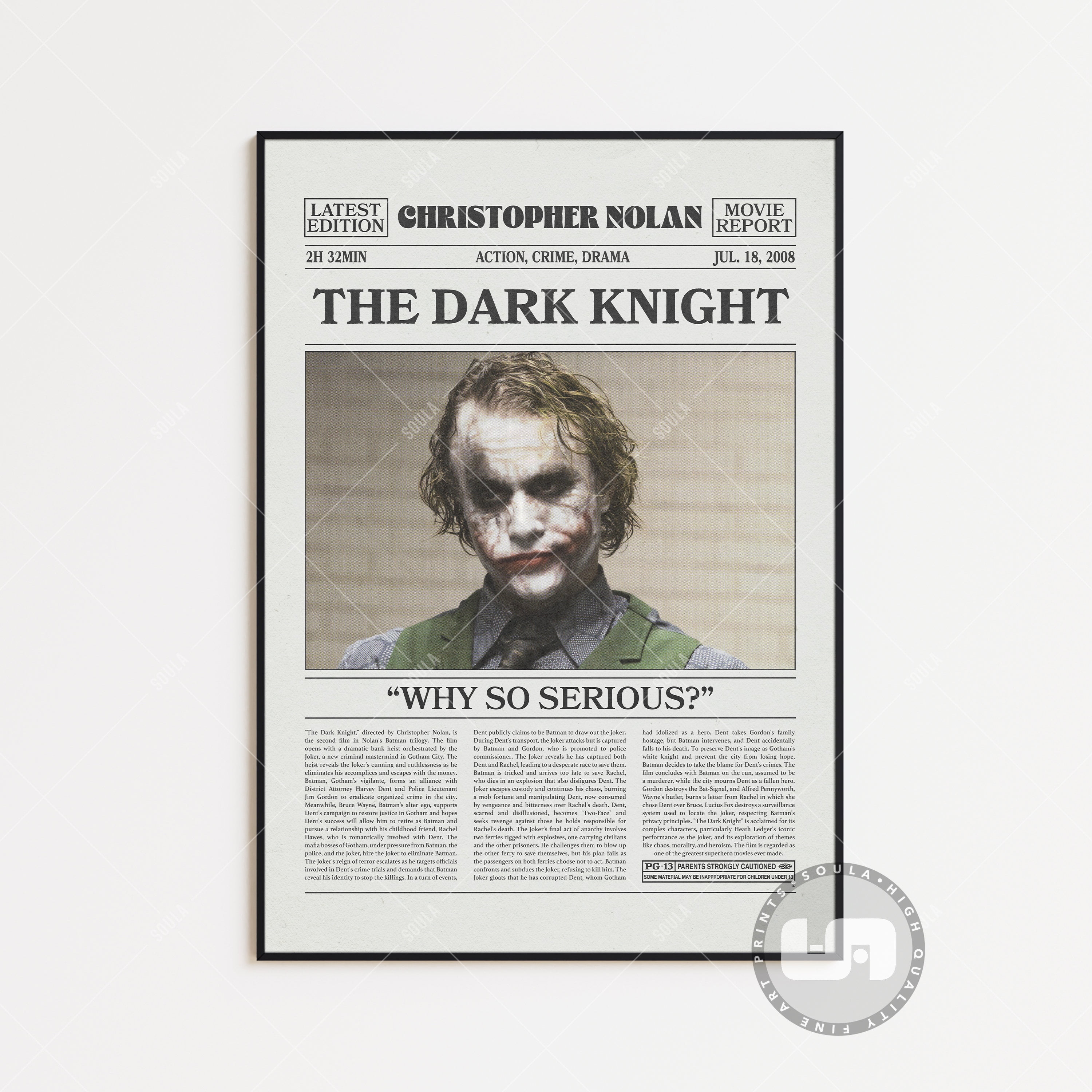 POSTER The Dark Knight Poster, Christopher Nolan, Movie Poster, Retro ...