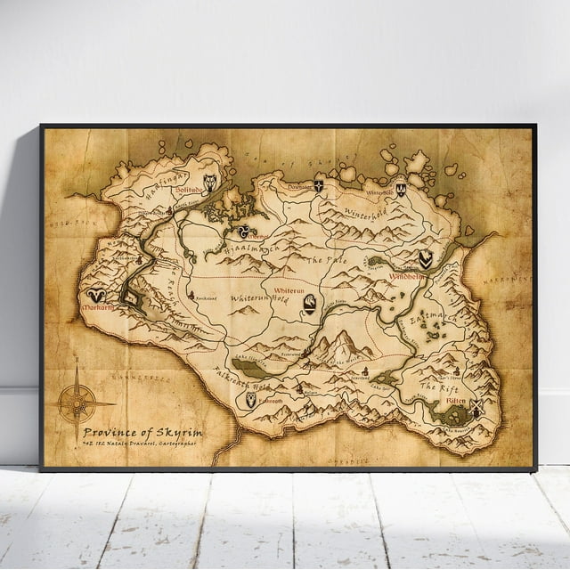 POSTER The Elder Scrolls V - Map of Tamriel Poster, Province Of Skyrim ...