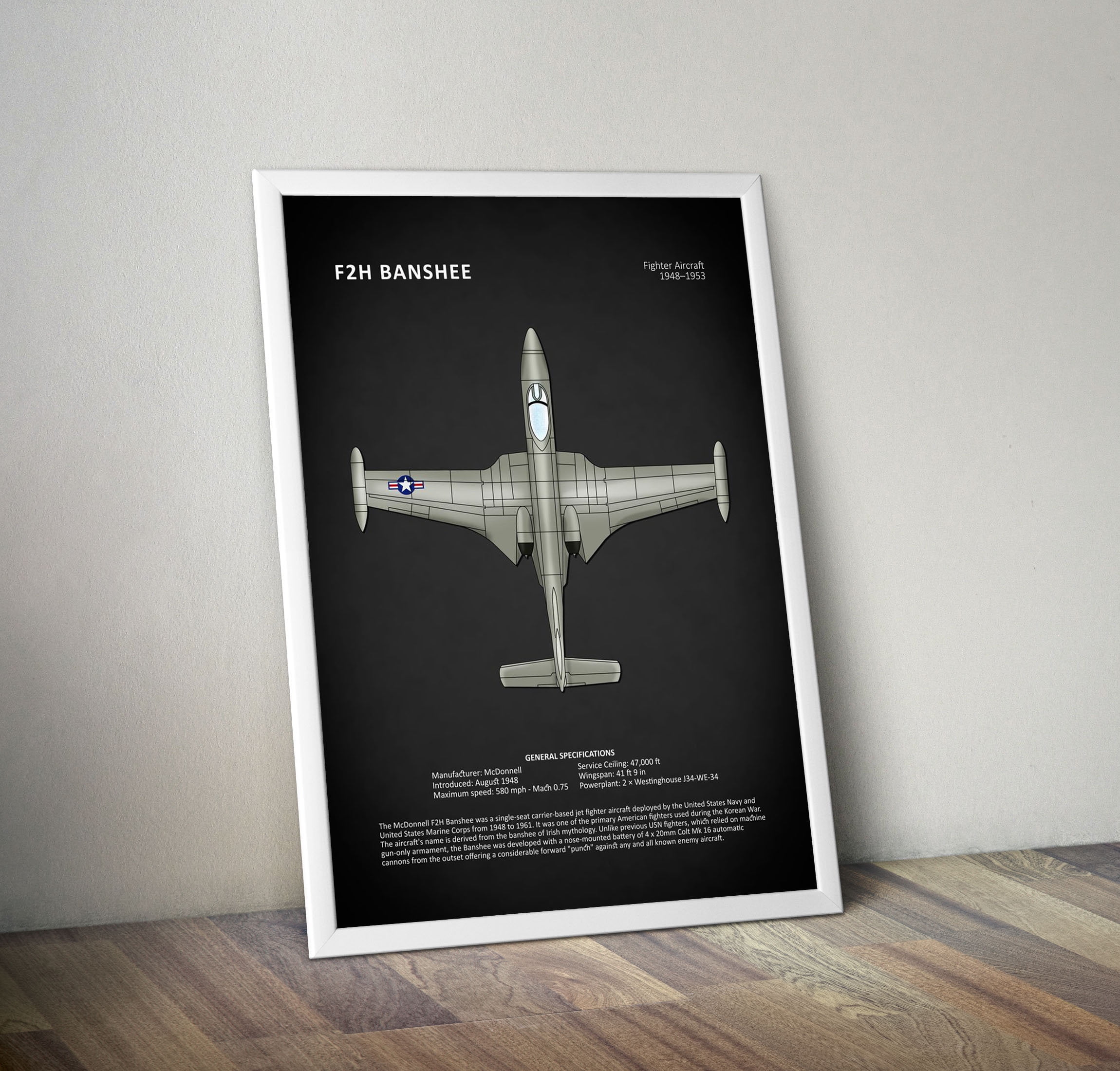 POSTER The F2H Banshee Aircraft Poster Aviation Art Airplane Wall Decor ...