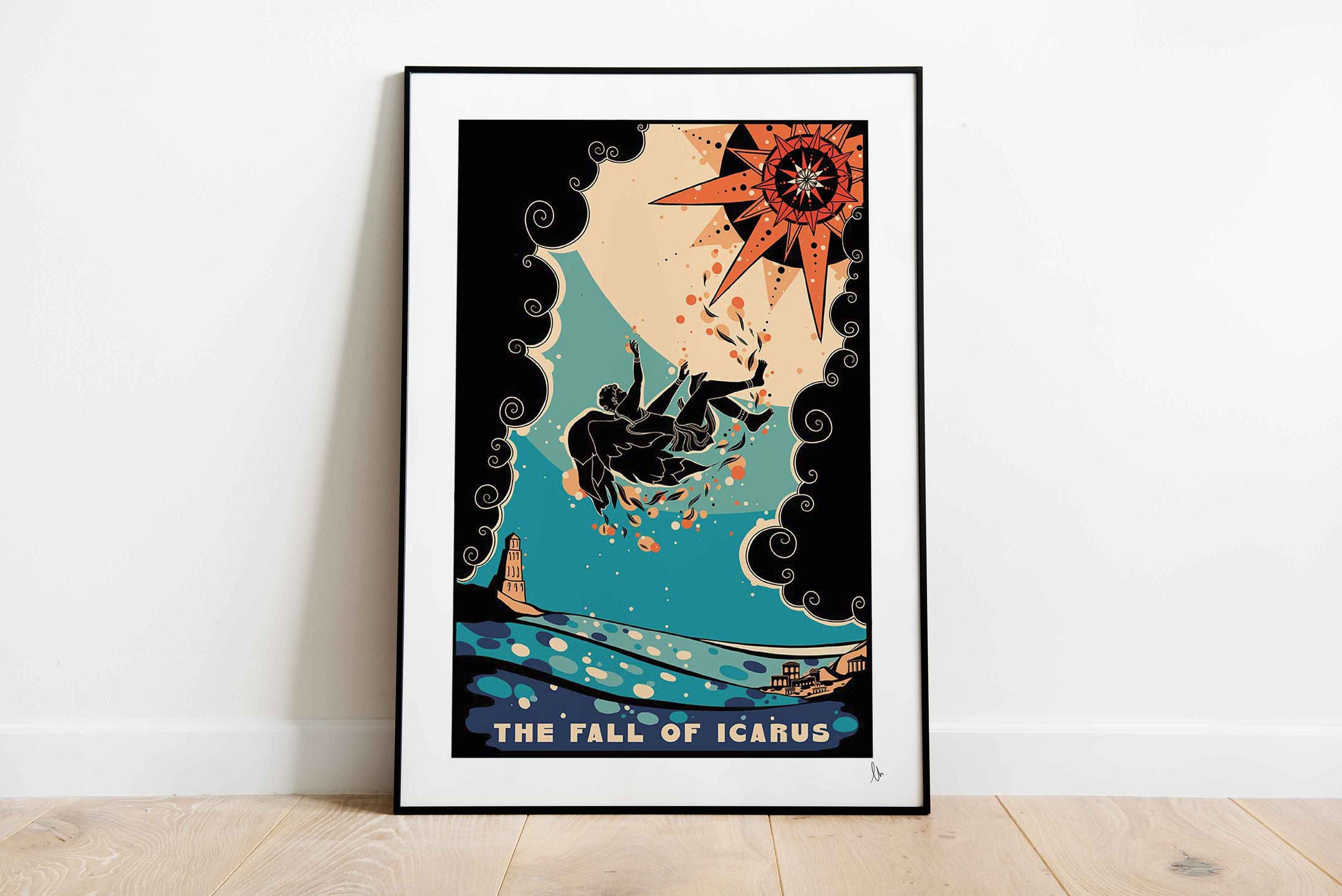 POSTER The Fall of Icarus, Greek Mythology Print, Mythical Sun Wall Art ...