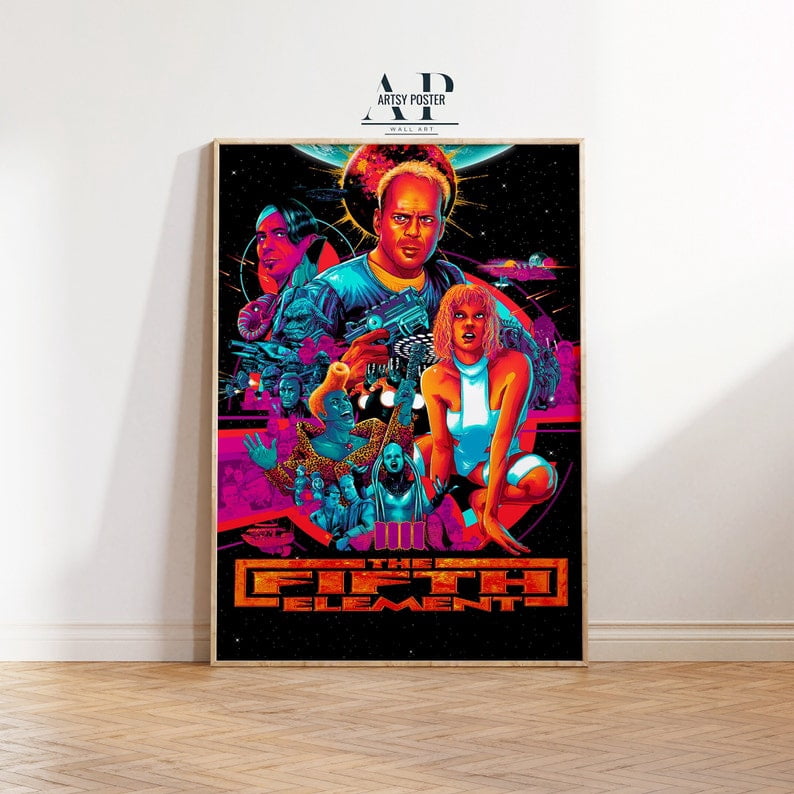 POSTER The Fifth Element Movie Poster, Classic Sci-Fi Art Print, Retro ...
