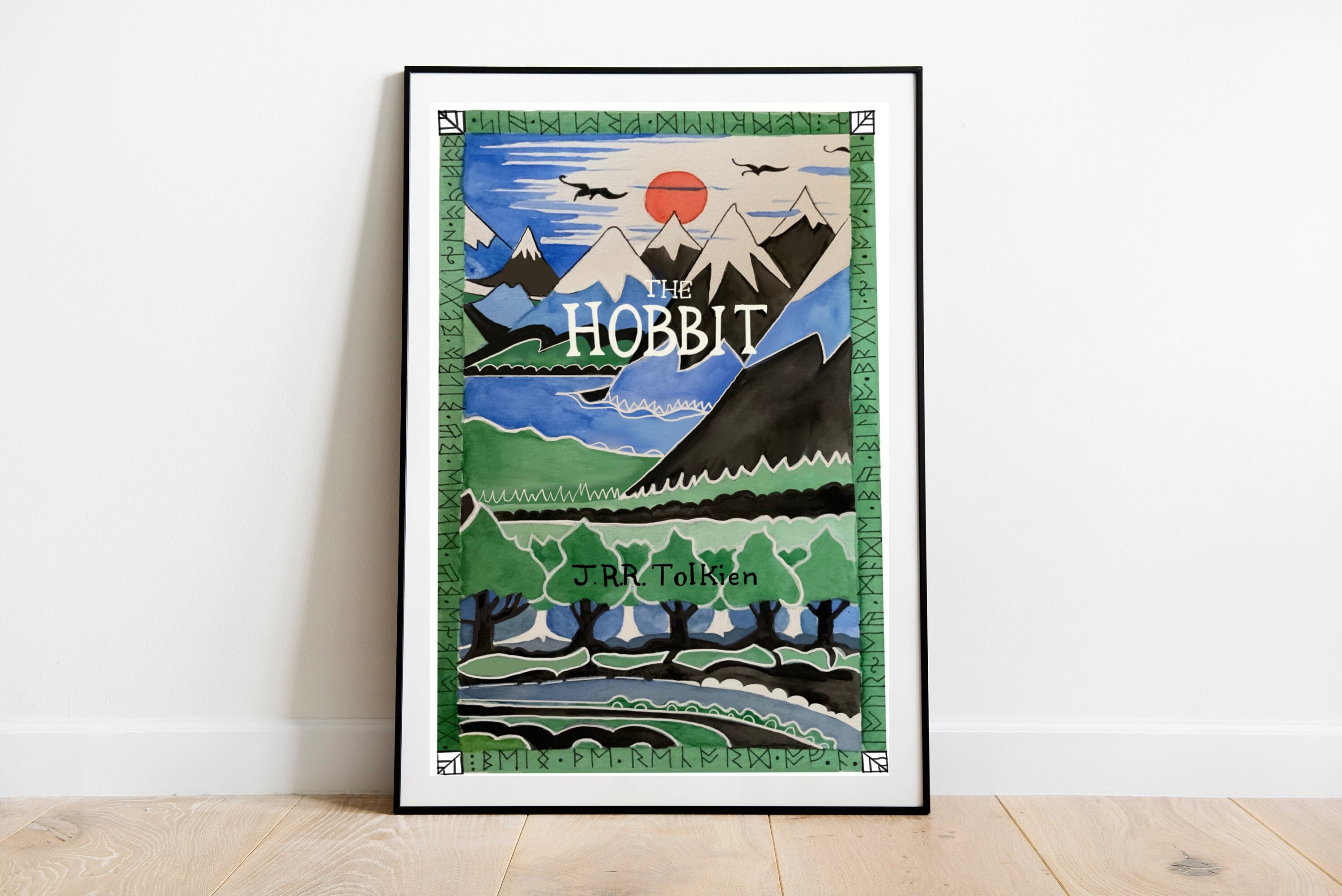 POSTER The Hobbit Book Cover Art Print, JRR Tolkien, Book Cover Design ...