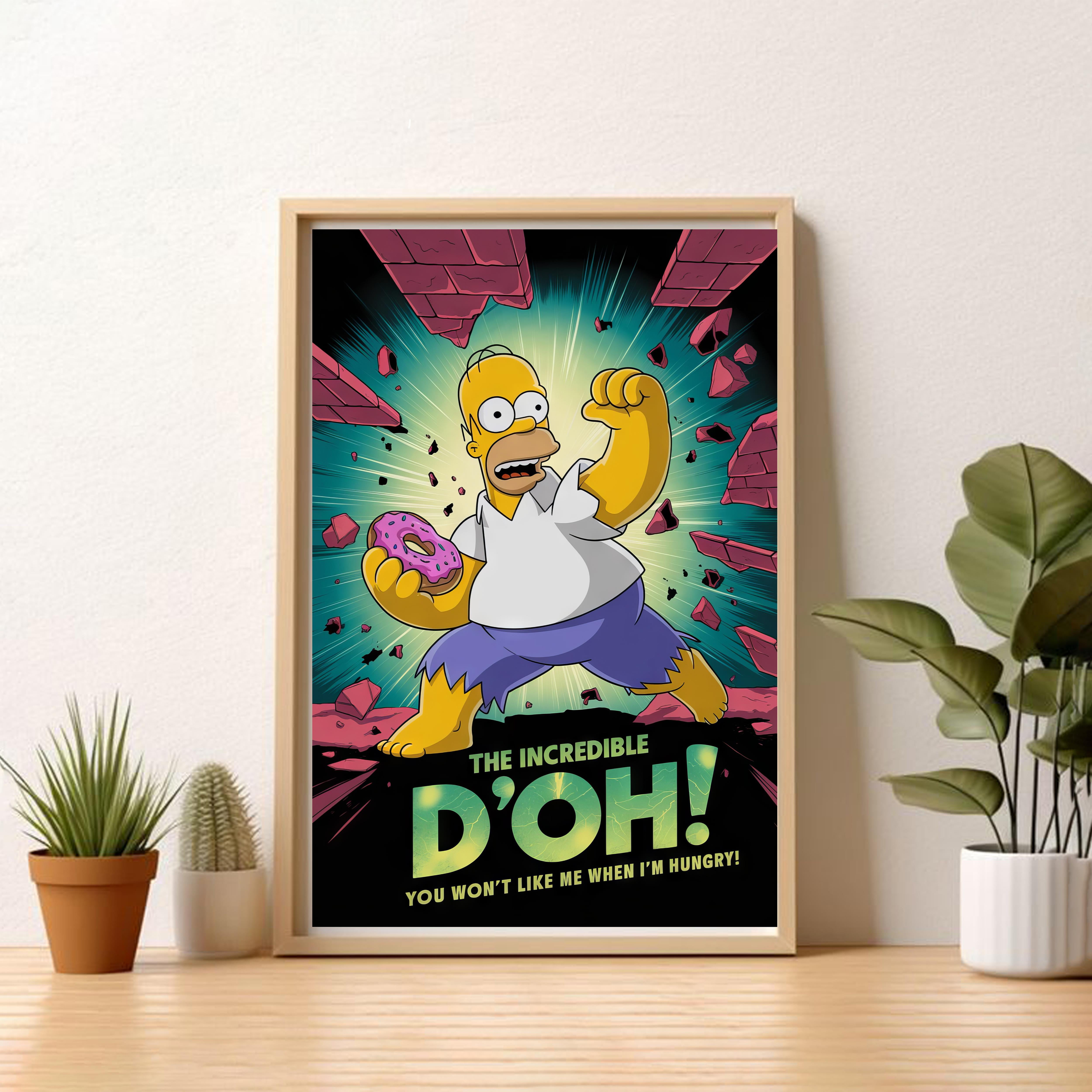 POSTER The Incredible D'oh! Poster - Homer Simpson as Hulk, Marvel ...