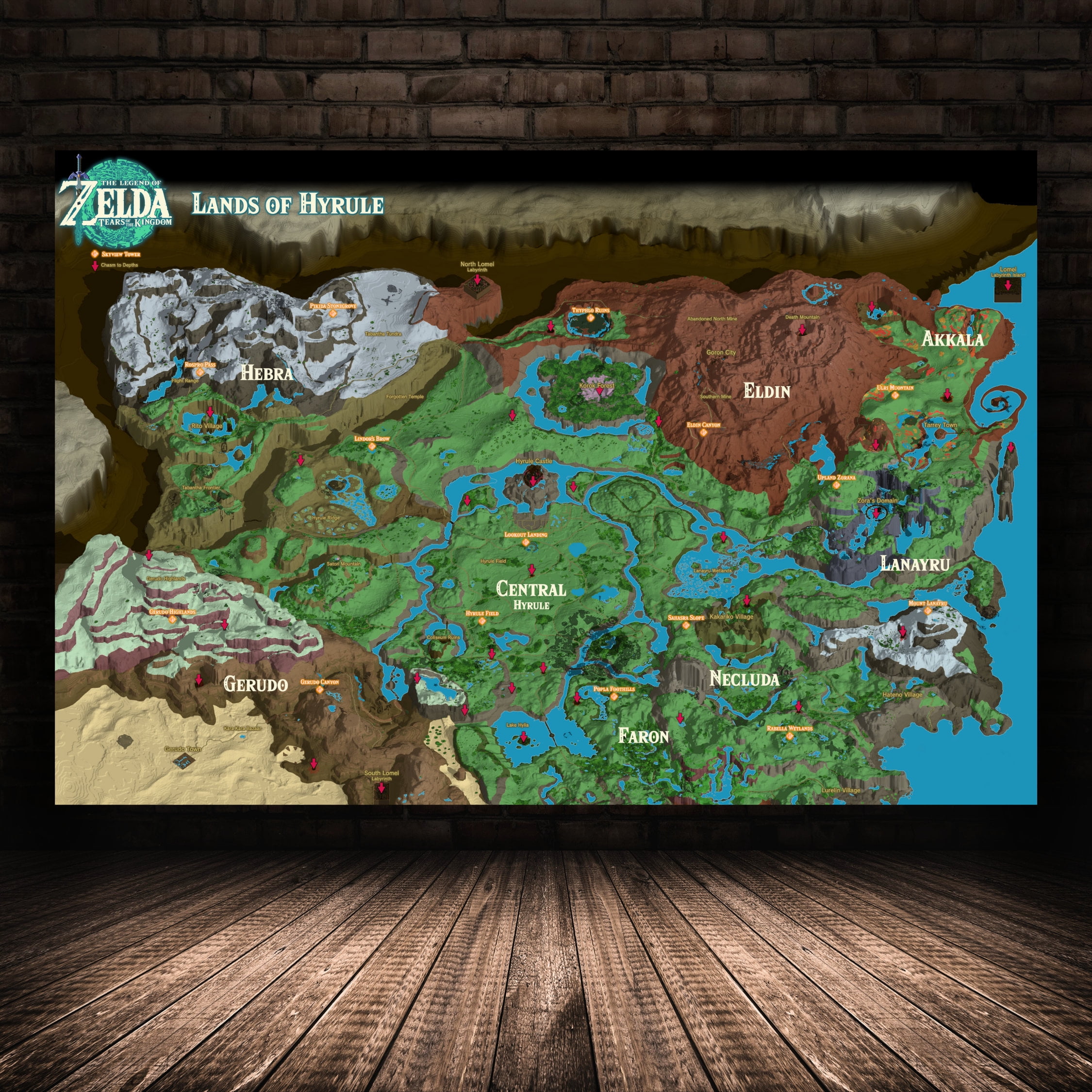 POSTER The Legend of Zelda Map Poster, Lands Of Hyrule Wall Art, Rolled ...