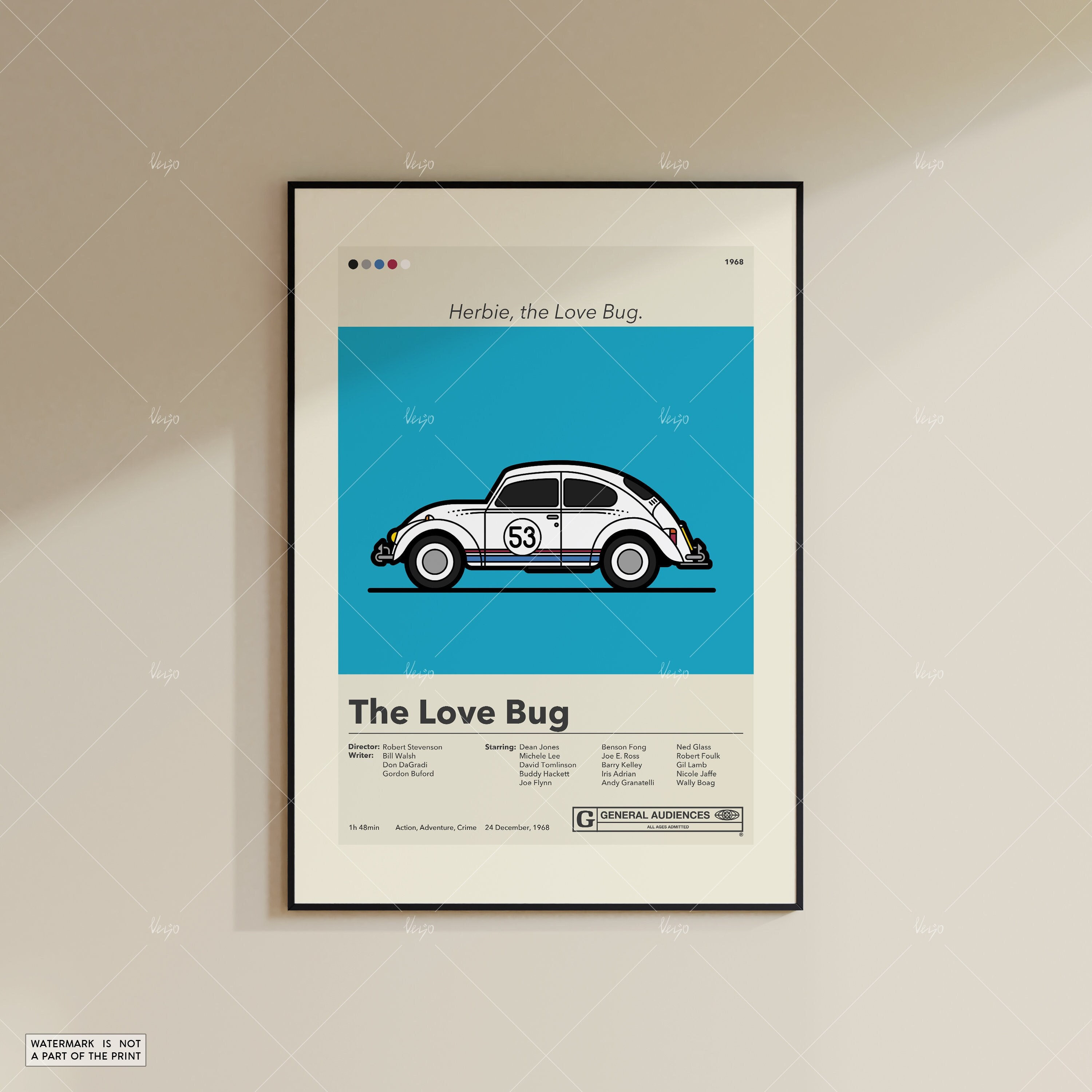 POSTER The Love Bug Poster | Robert Stevenson | Minimalist Movie Poster ...