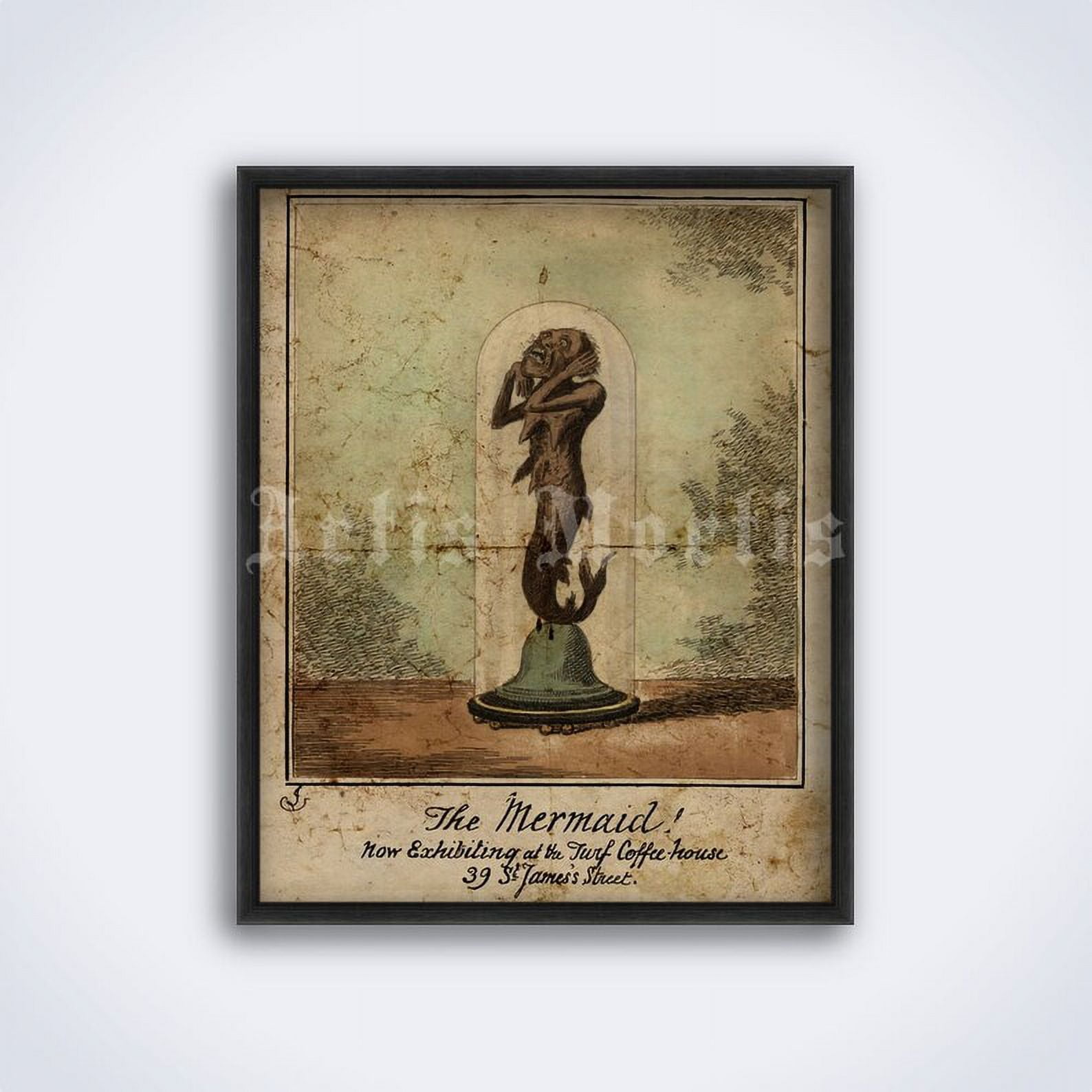 POSTER The Mermaid, Human Fish vintage oddities and curiosities print ...