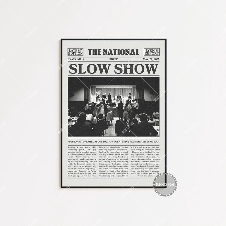 POSTER The National Retro Newspaper Print, Slow Show Poster, Slow Show ...