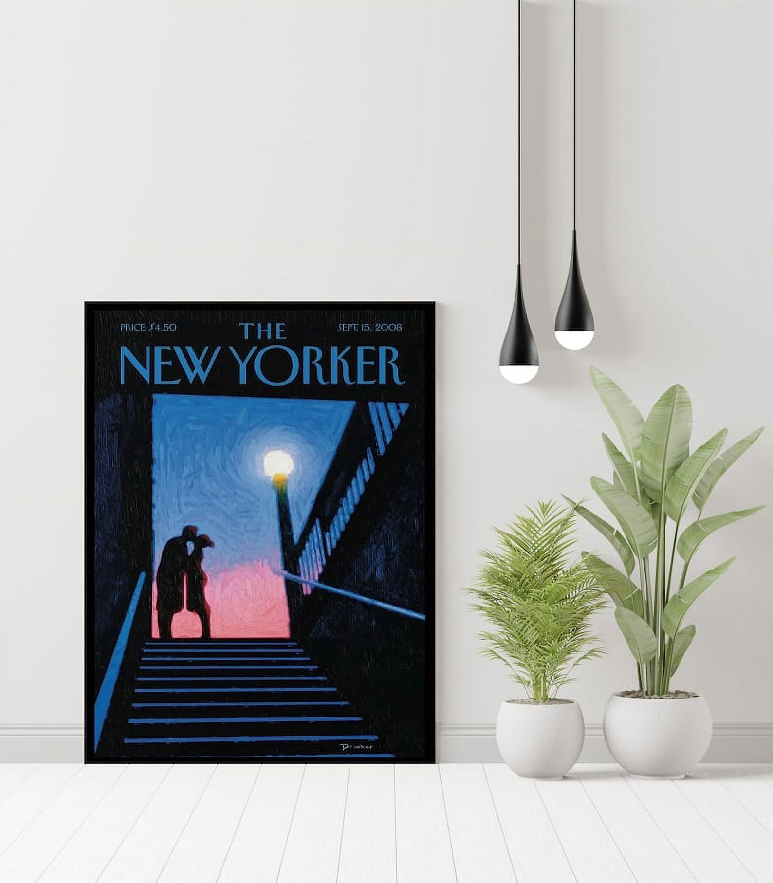 POSTER The New Yorker Magazine Cover "Couple Goodbye Kissing at the top ...