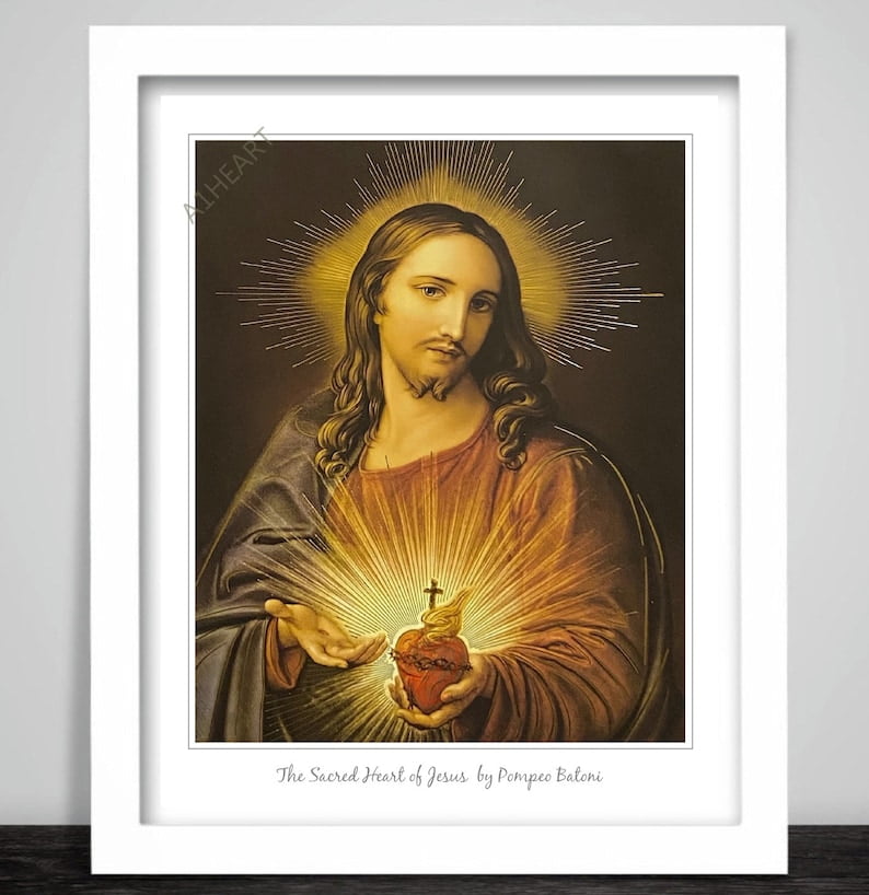 POSTER The Sacred Heart of Jesus Picture Print Catholic Christian Wall ...