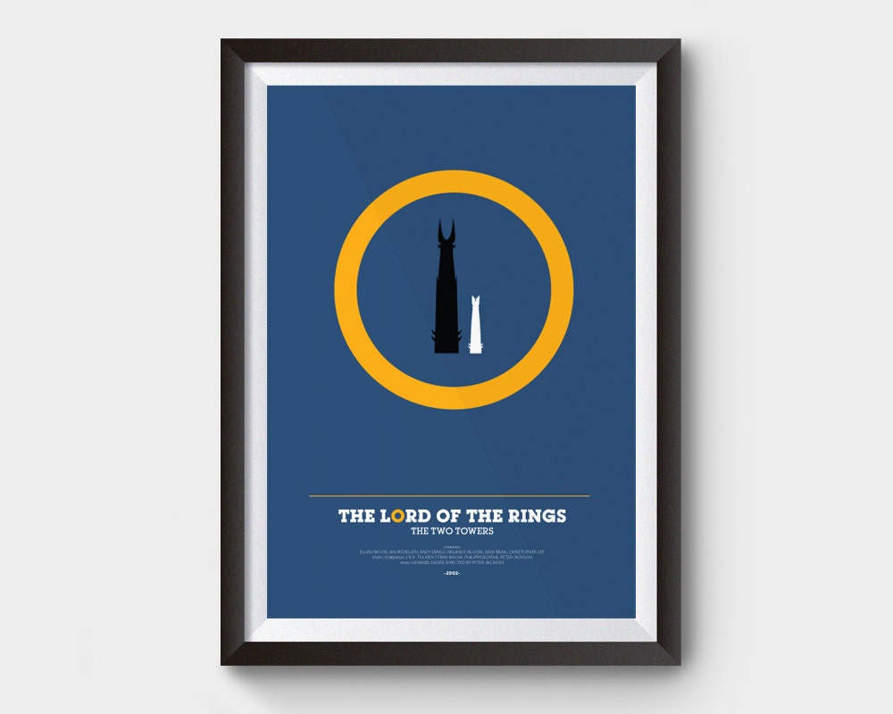 POSTER The Two Towers Movie Poster, minimalist movie poster - A4, A3 and A2 size film poster ...
