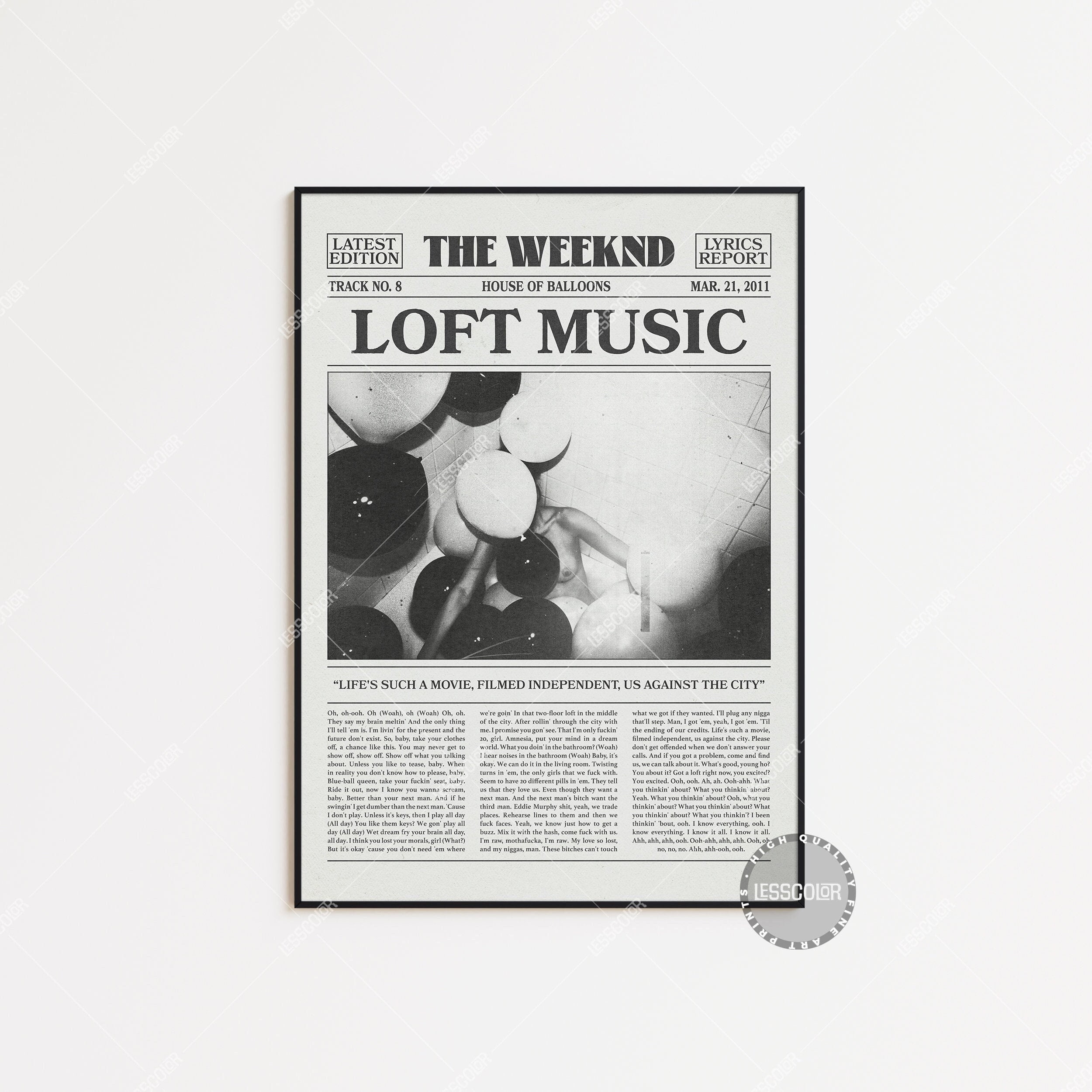 POSTER The Weeknd Retro Newspaper Print, Loft Music Poster, Loft Music Lyrics Print, House of ...