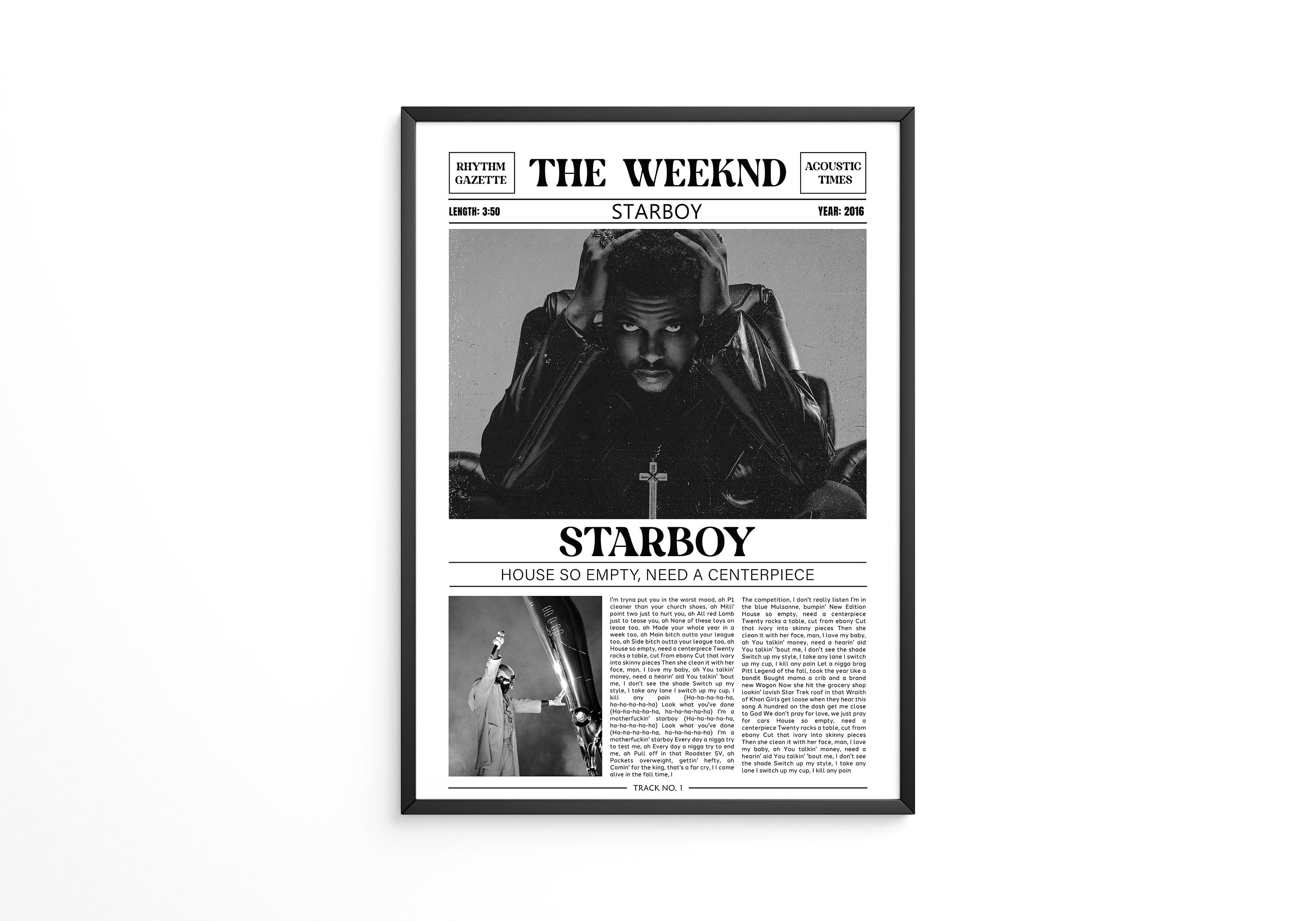 POSTER The Weeknd Retro Newspaper Print / Starboy Poster / Lyrics Print ...