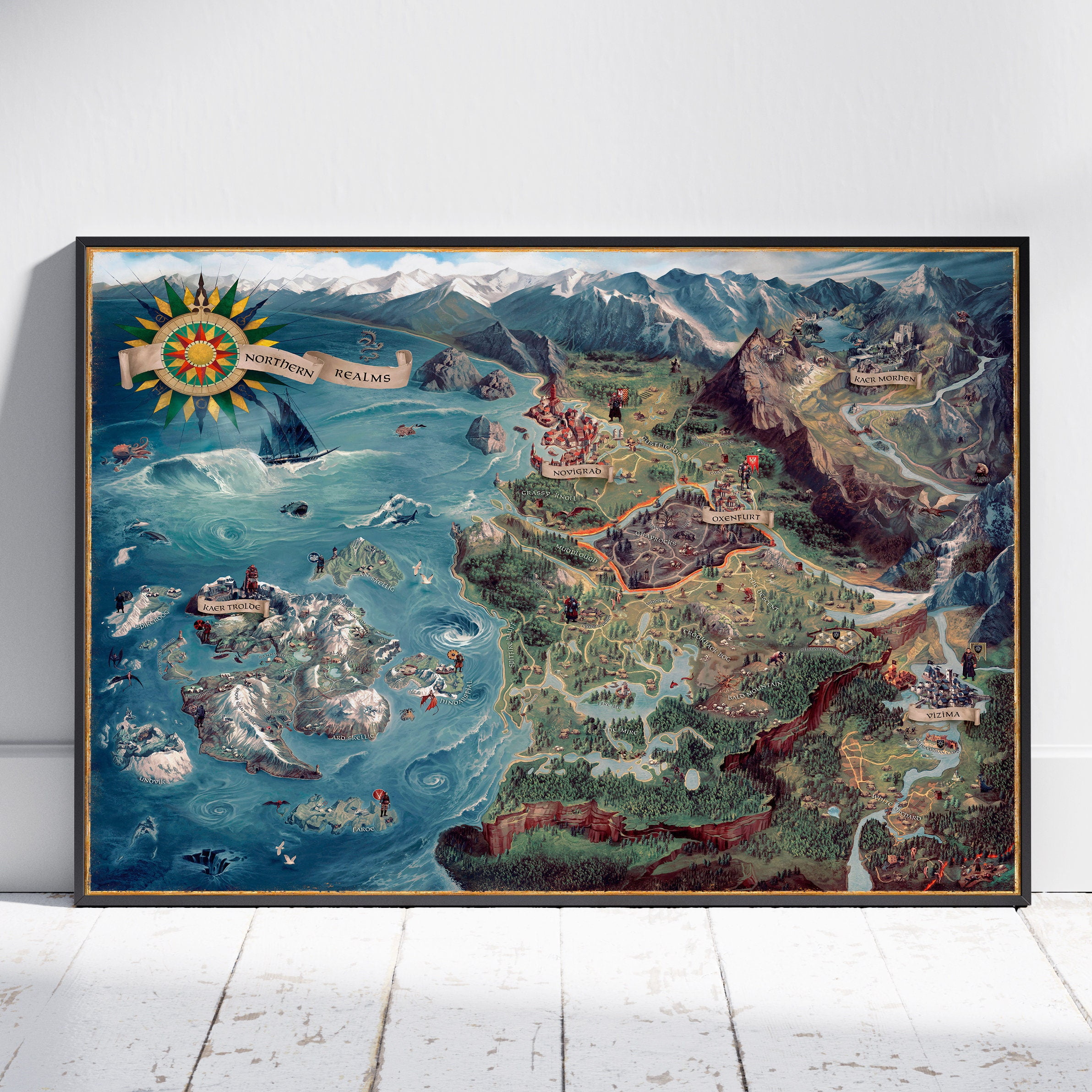 POSTER The Witcher World Map Poster, Continent Locations Wall Art, Game Poster Gift, HQ Wall ...