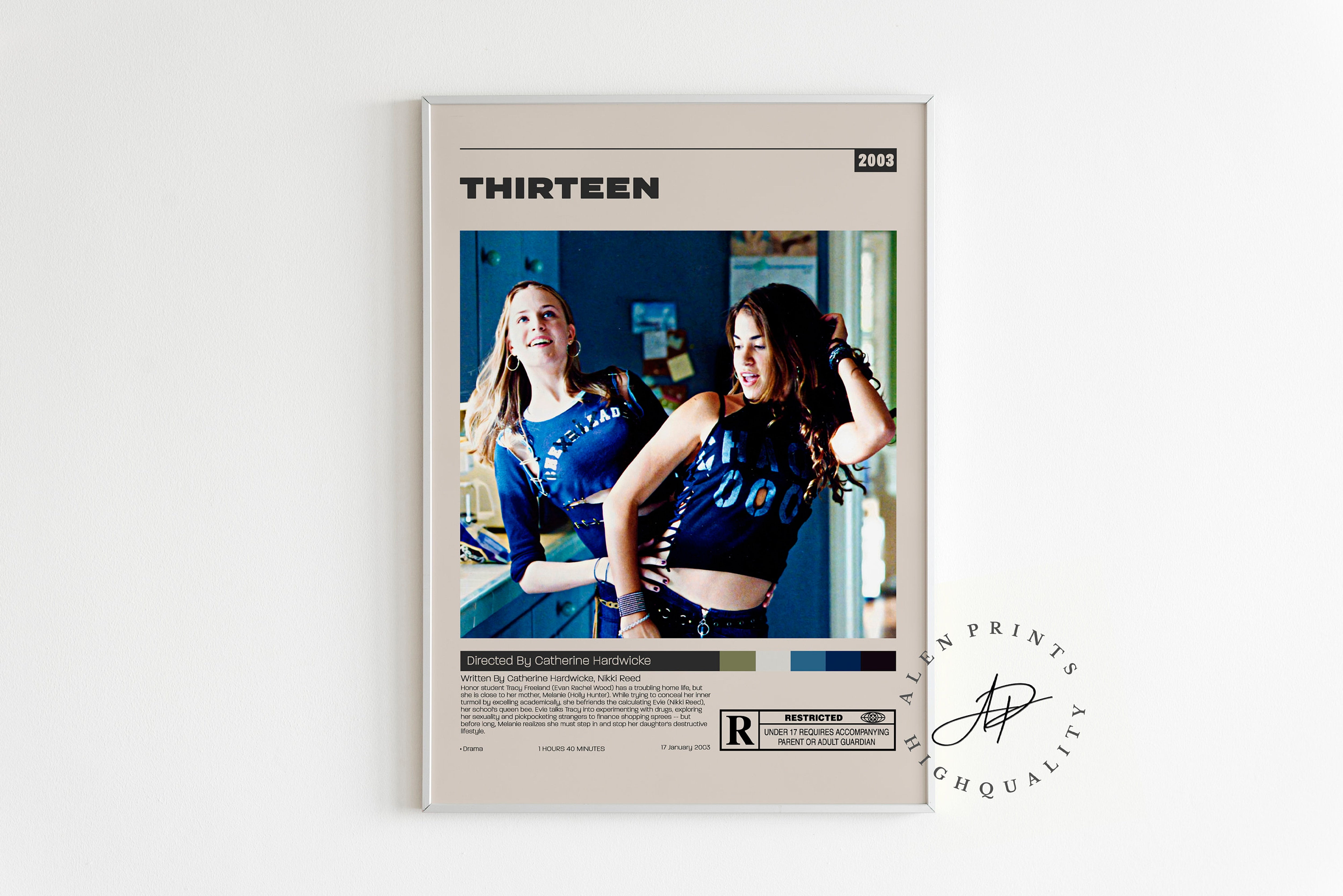 POSTER Thirteen Movie Poster, Catherine Hardwicke, Minimalist Movie Poster, Vintage Retro Art ...