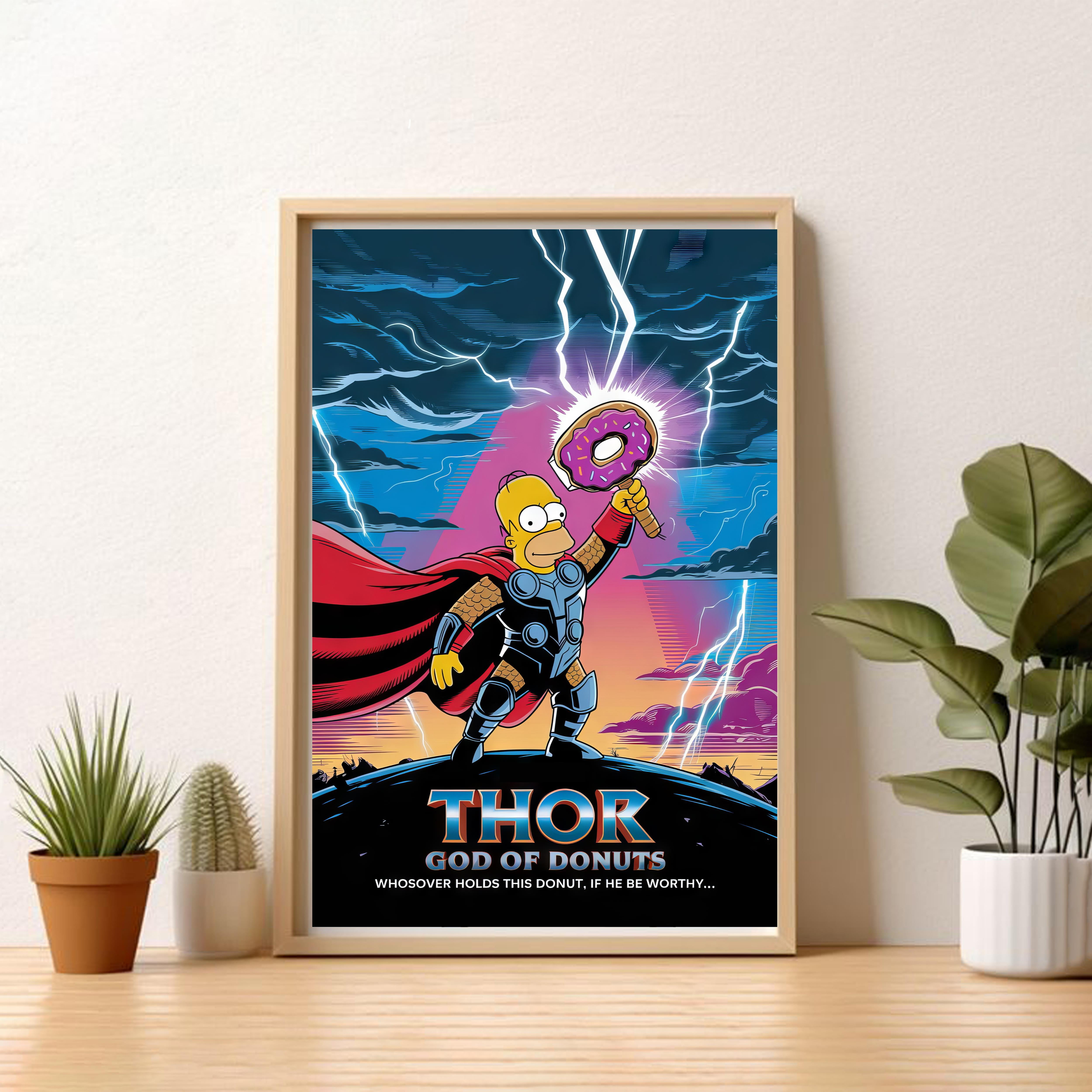 POSTER Thor God of Donuts Poster - Homer Simpson as Thor, Marvel ...