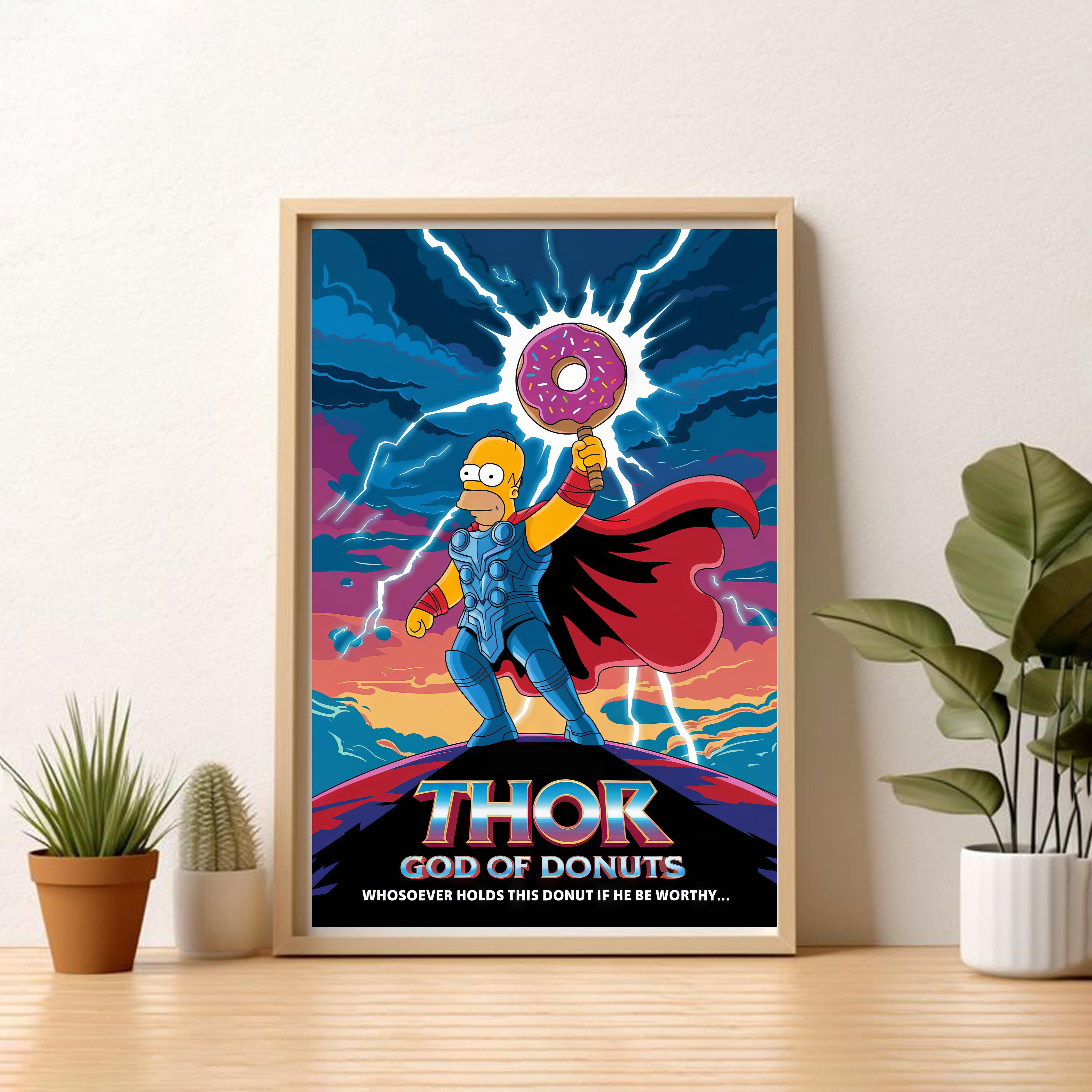 POSTER Thor God of Donuts Poster - Homer Simpson as Thor, Marvel ...