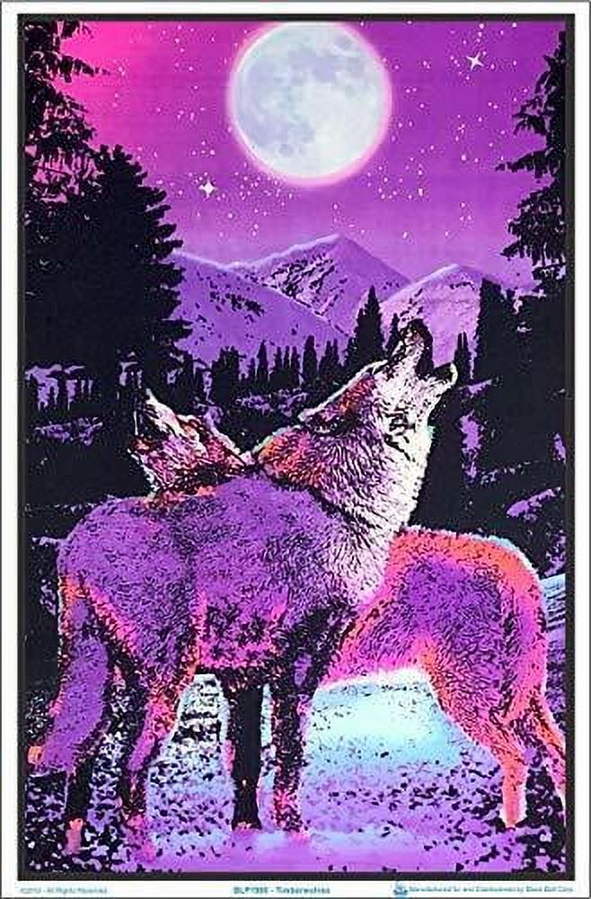 POSTER Timberwolves Howling at Moon Blacklight Poster --8x12-UNFRAMED ...