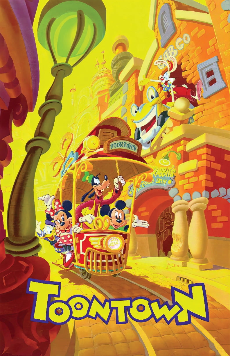 POSTER Toontown Mickey Minnie Roger Rabbit Trolley Goofy Disney ...