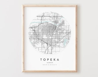 POSTER Topeka Map Print, Topeka Map Poster City Wall Art, Ks Road Map ...