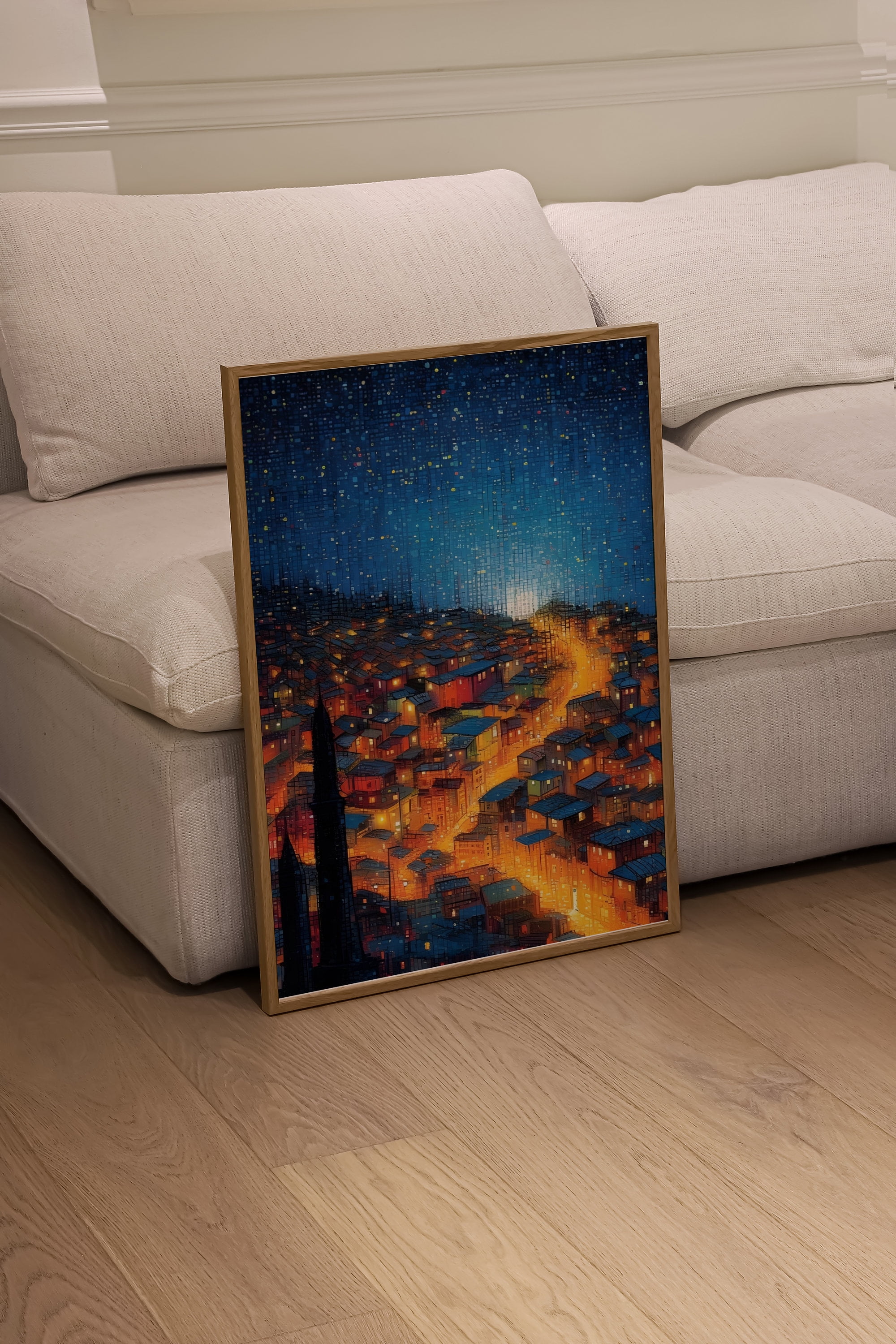 POSTER Town Mosaic, Pixel Art Mosaic Cityscape Artwork Print, Vintage ...